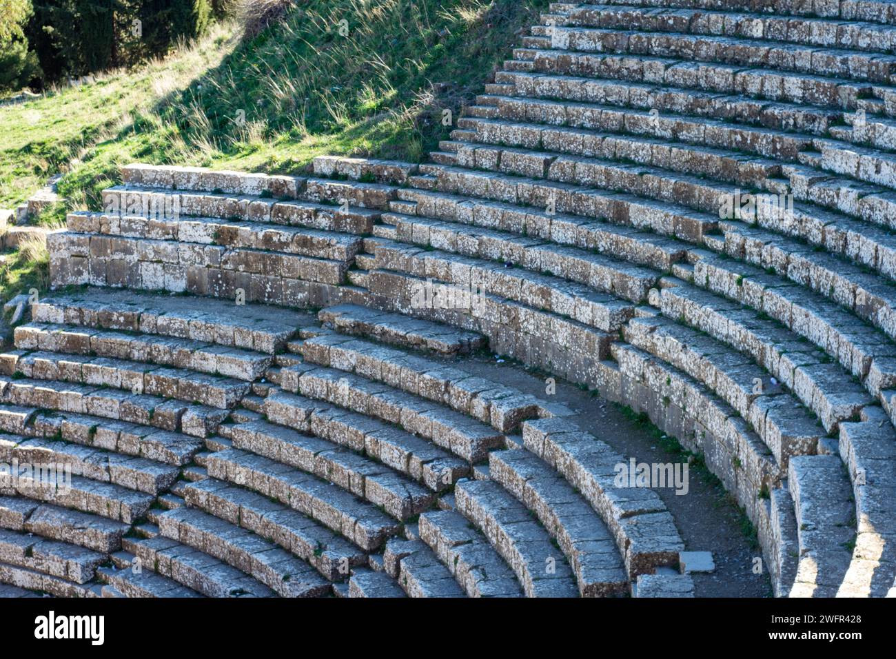 Roman theater steps of the ancient Roman town of Djemila in Setif ...
