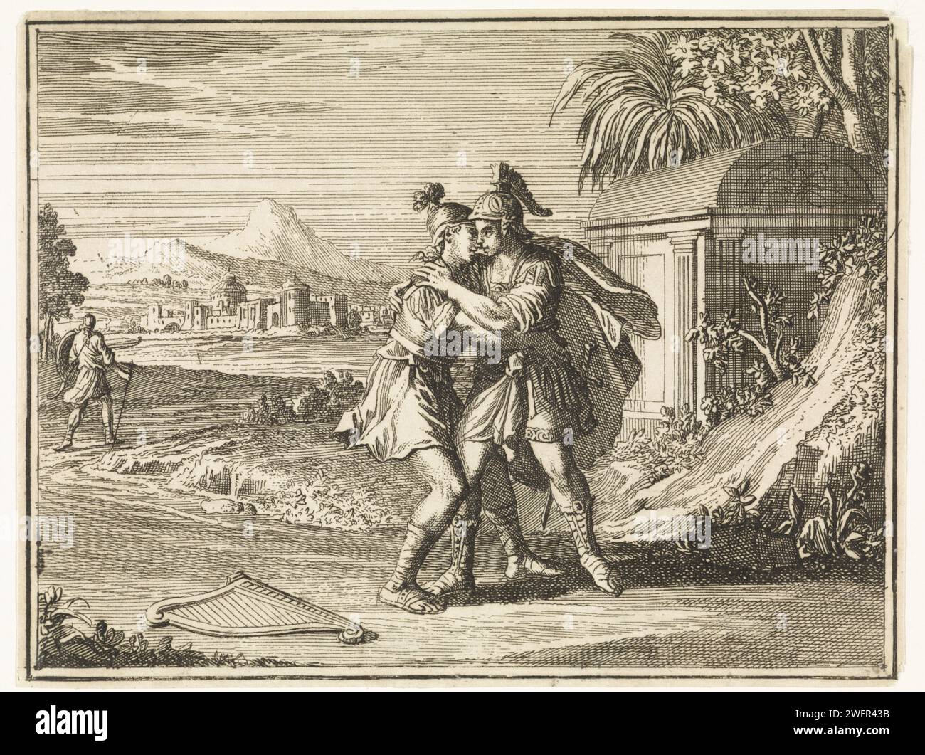 Farewell to David and Jonathan, Caspar Luyken, 1712 print Amsterdam paper etching David and ...