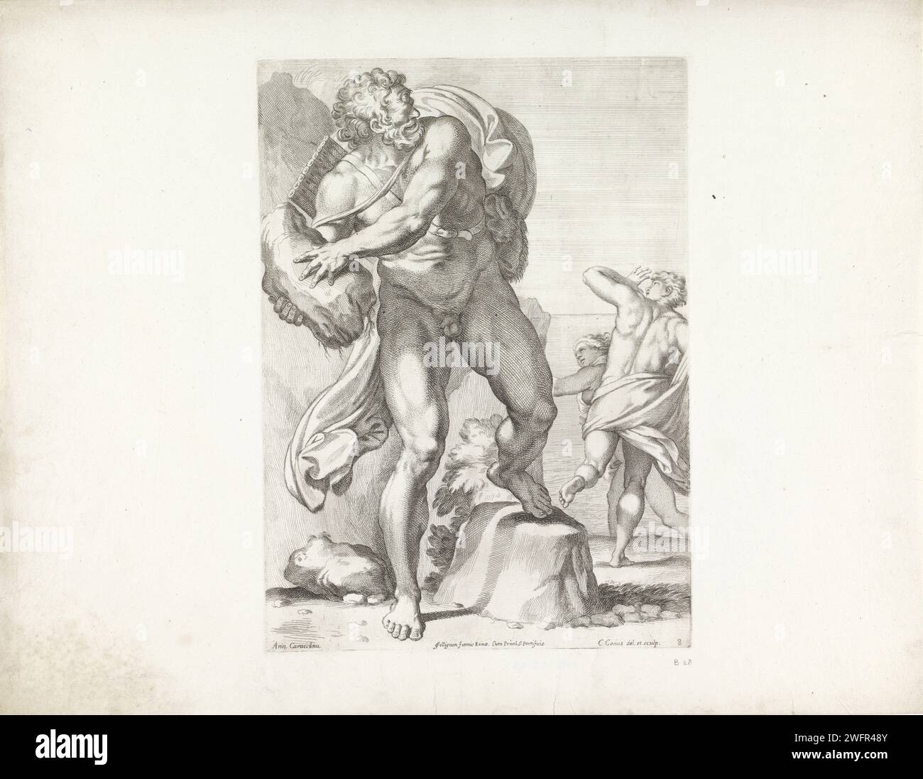 Polyphemus throws a stone at Acis, Carlo Cesio, After Annibale Carracci ...