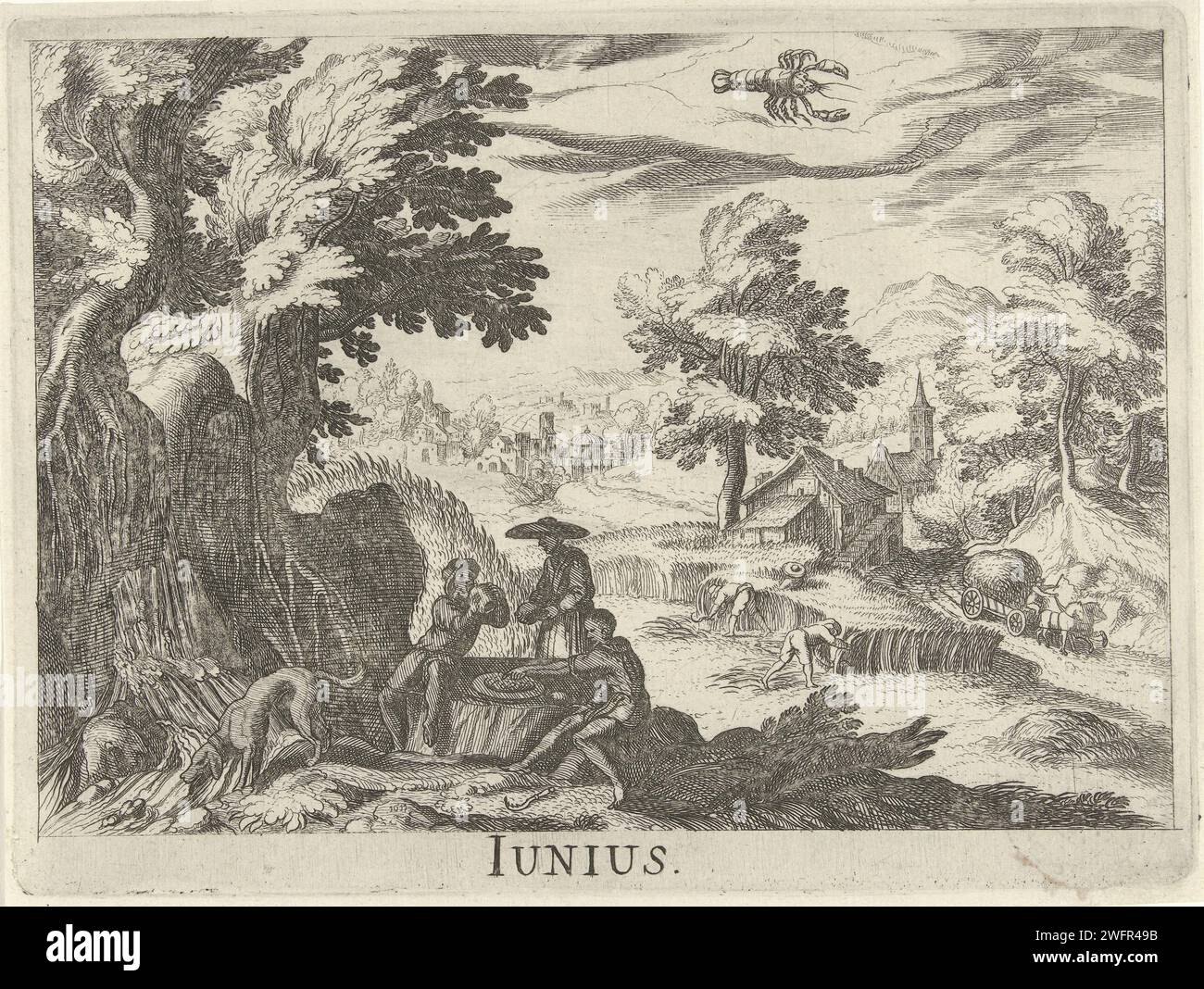 June, Simon Frisius, after Antonio Tempesta, 1611 print The month of ...