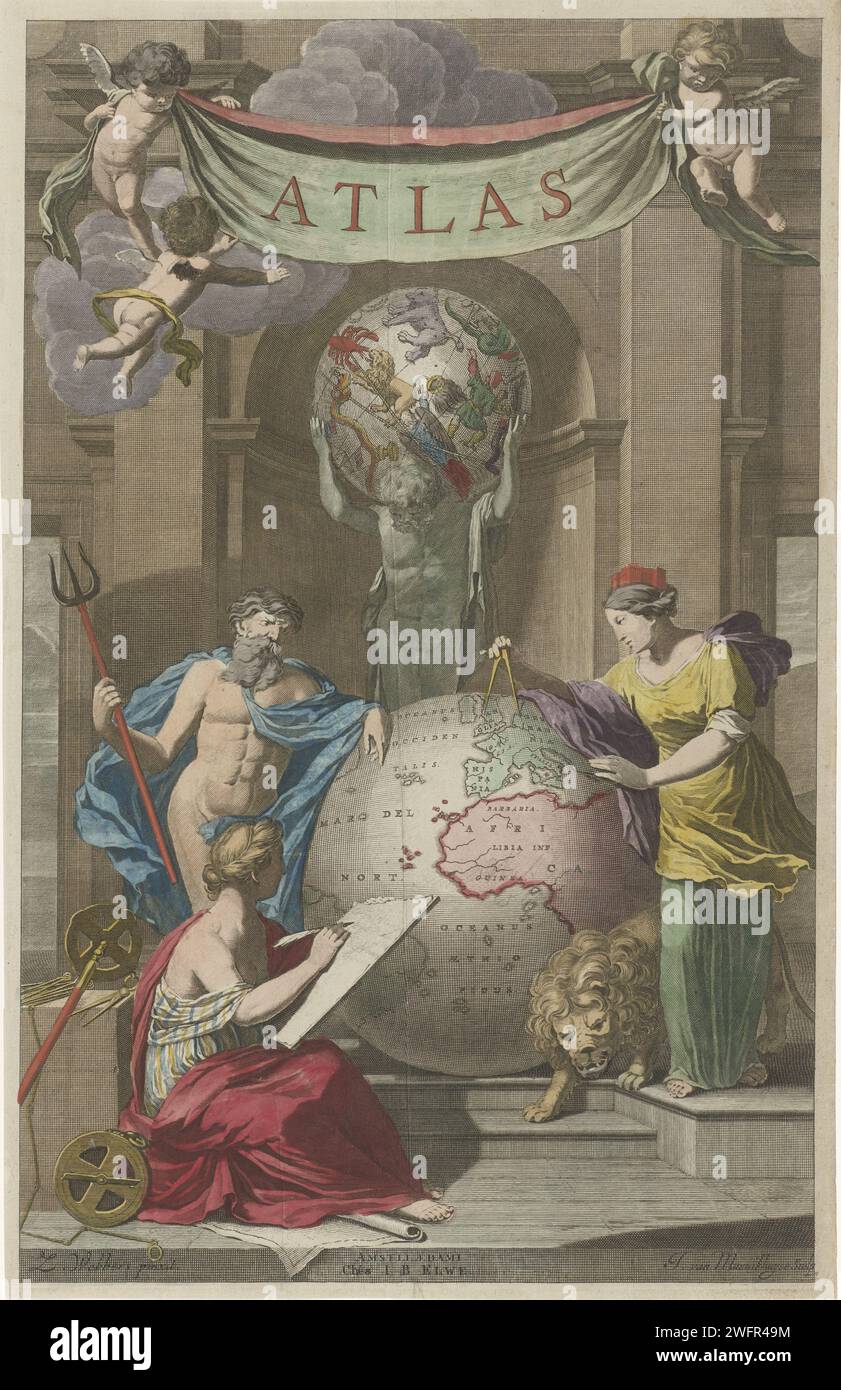 Neptunus and Cybele next to a Globe, Jan van Munnickhuysen, After ...