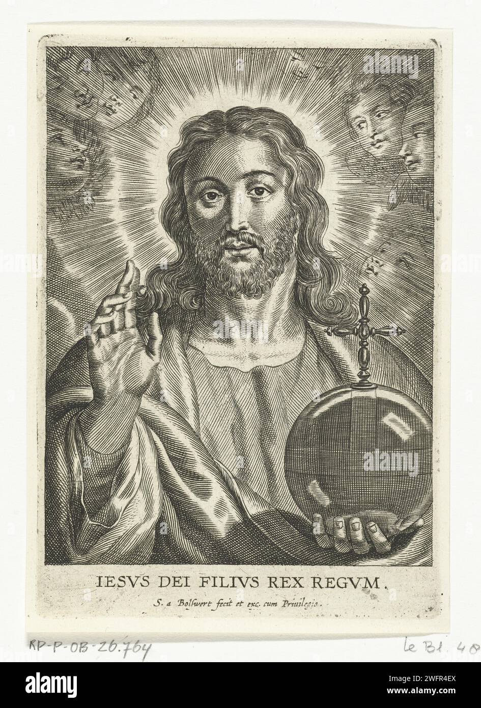 Christ as Salvator Mundi with Cherubin, Schelte Adamsz. Bolswert, after ...