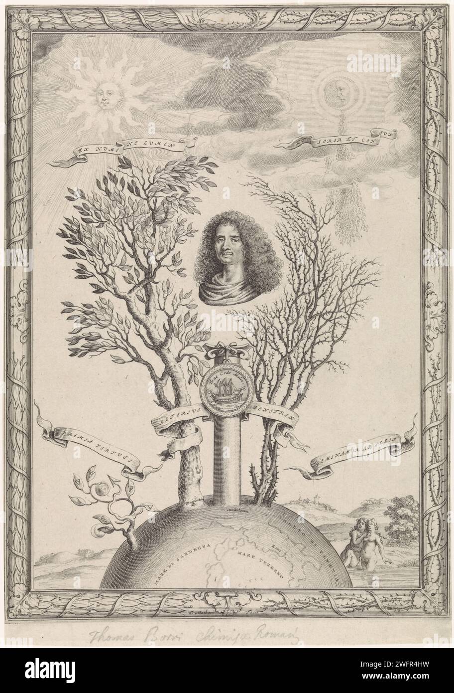 Allegorical show with the portrait of Gioseppe Francesco Borri, Theodor ...