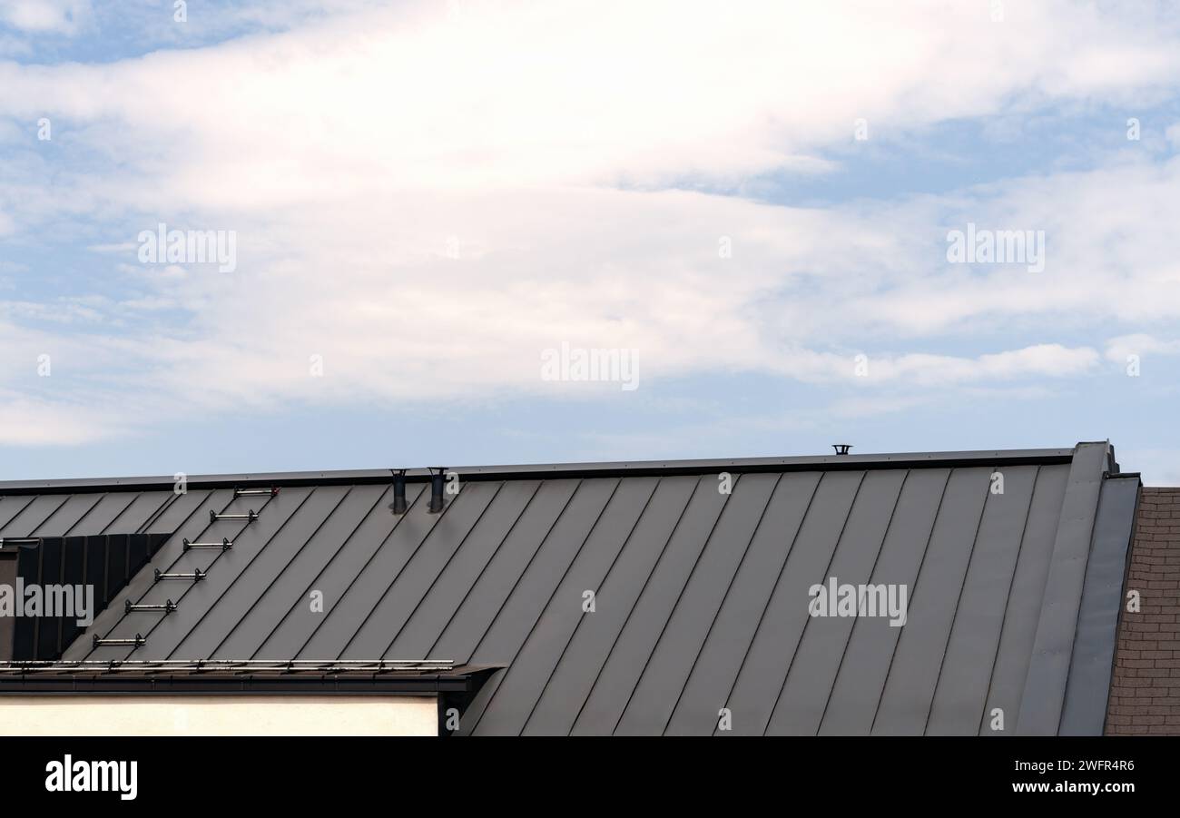 Metal roofing. Rooftop in front of sky Stock Photo - Alamy