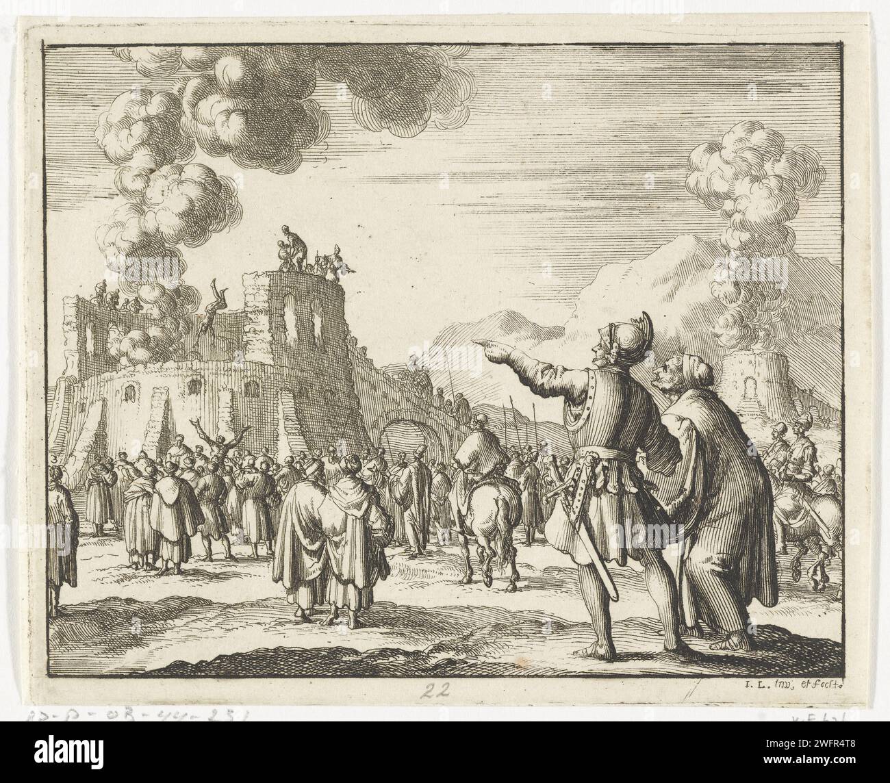 Phocas thrown into a lime, Jan Luyken, 1685 print Amsterdam paper etching male saints (with NAME ...