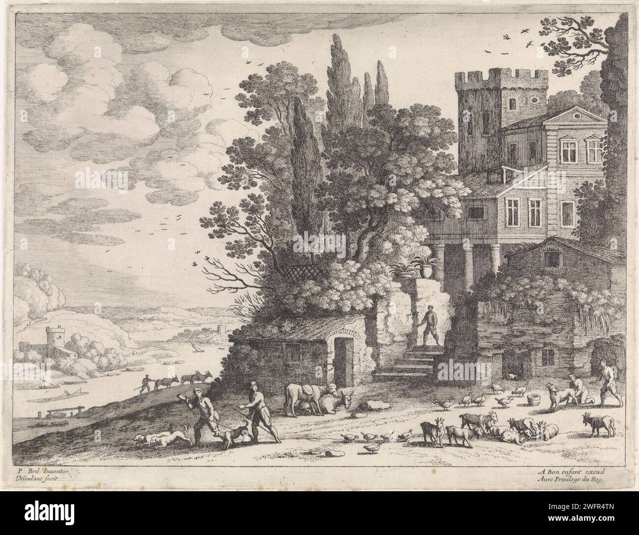 Landscape with a house, figures and cattle, Willem van Nieulandt (II ...