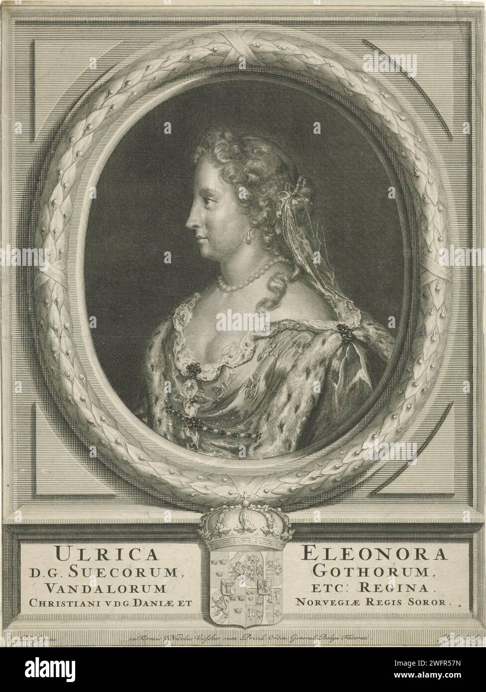 Portrait of Ulrika Eleonora van Denmark, Queen of Sweden., Jacob Gole ...