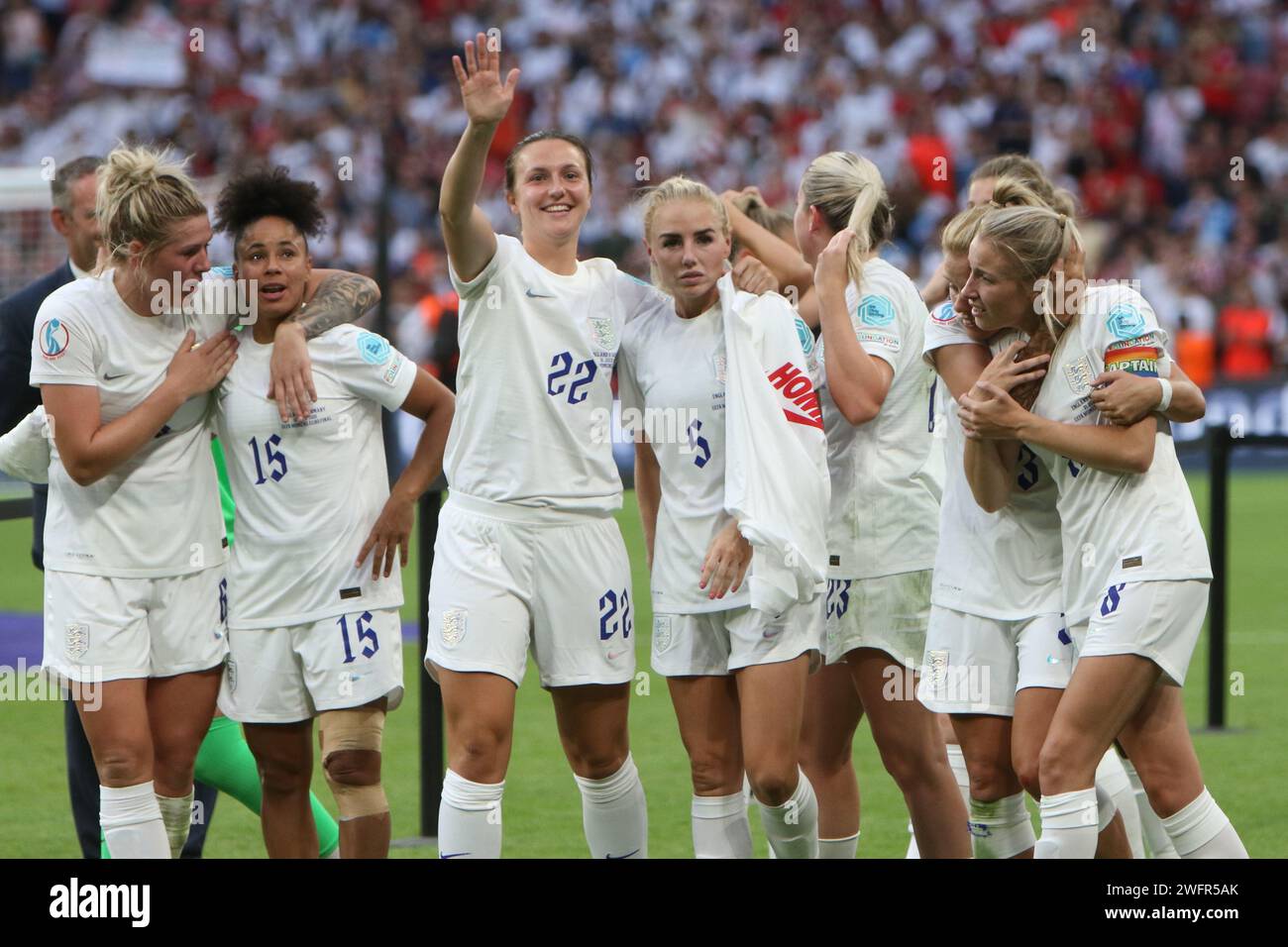 Lotte Wubben-Moy waves UEFA Women's Euro Final 2022 England v Germany ...