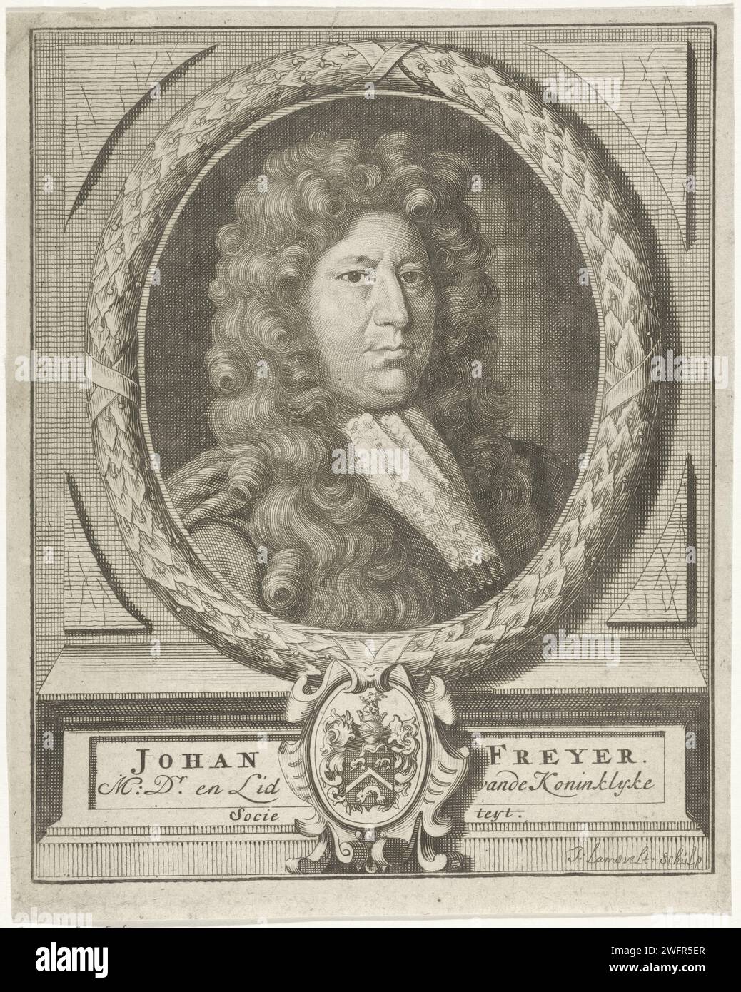 PortraT van Johan Freyer, Jan Lamsvelt, 1684 - 1743 print Portrait bust ...