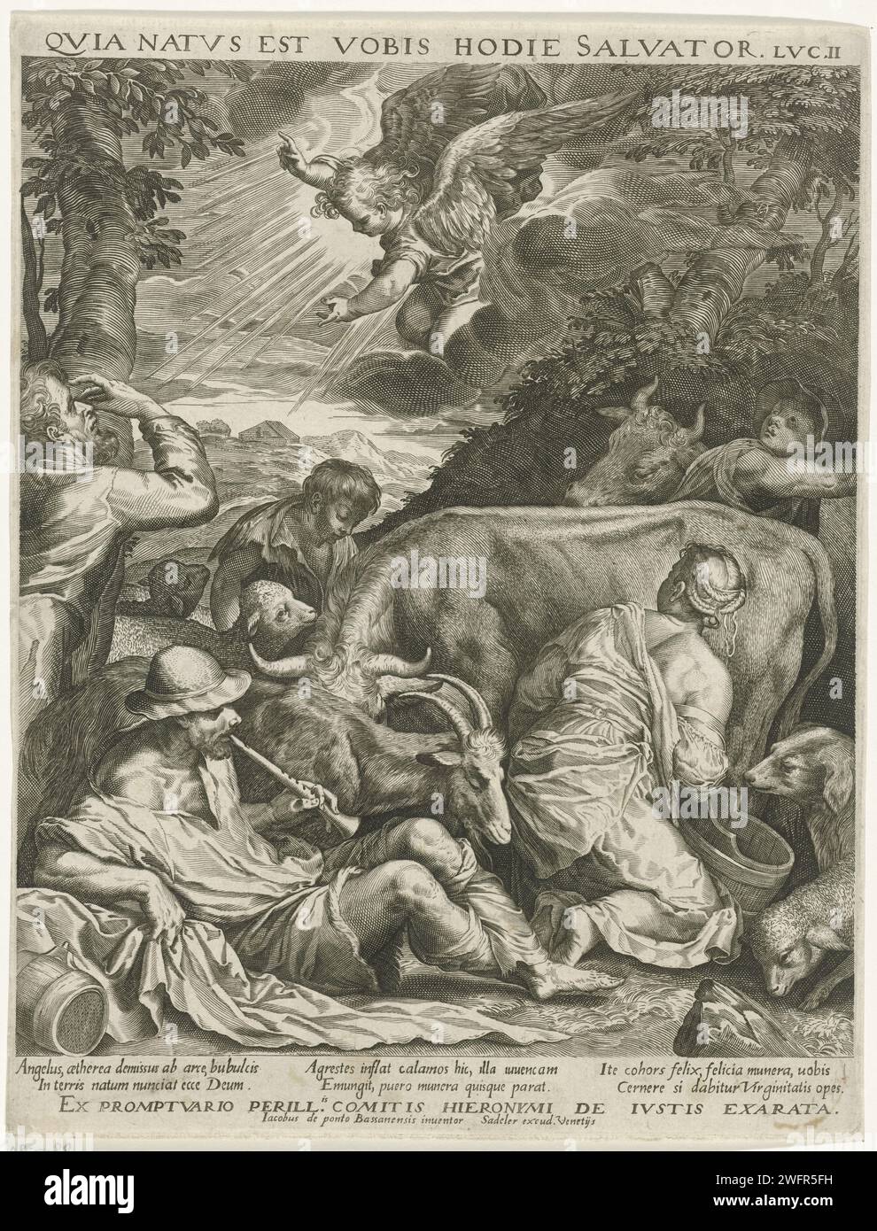 Proclamation to the shepherds, Anonymous, After Aegidius Sadeler (II), After Jacopo Bassano ...