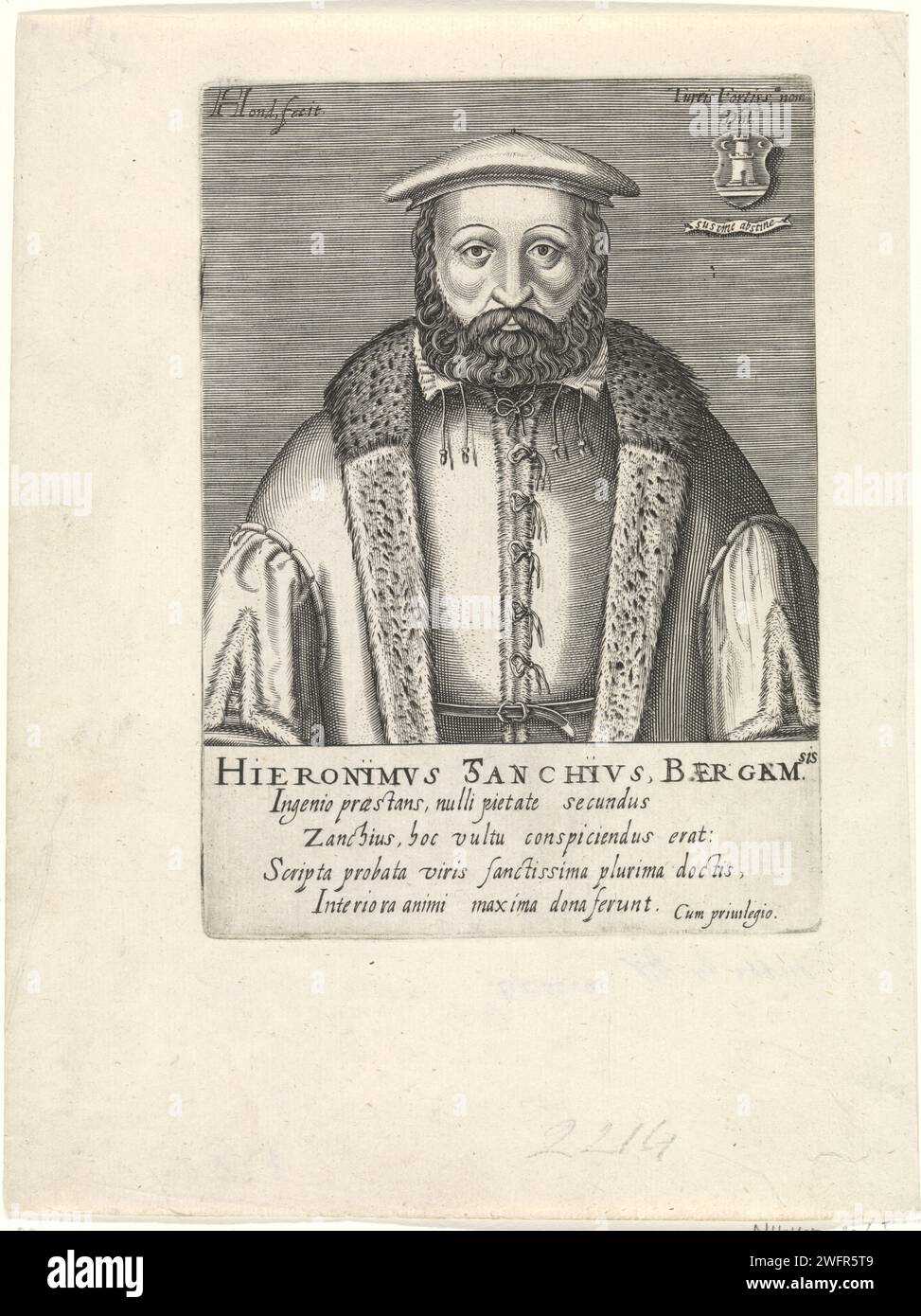 Portrait of Hieronymus Zanchius, Hendrick Hondius (I), 1599 print ...