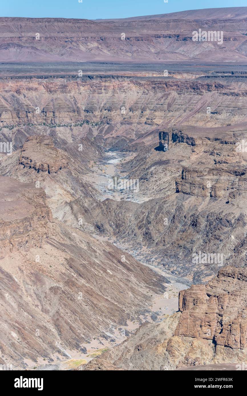 aerial landscape with steep slopes and dry riverbed from Canyon ...