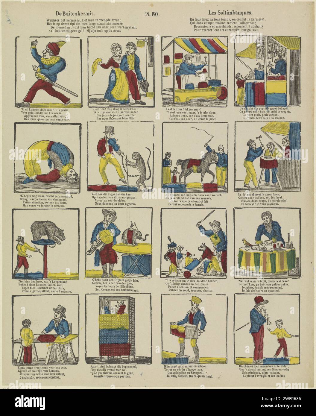 De Buitenkermis / Les acrobanques, 1800 - 1833 print Leaf with 16 ...