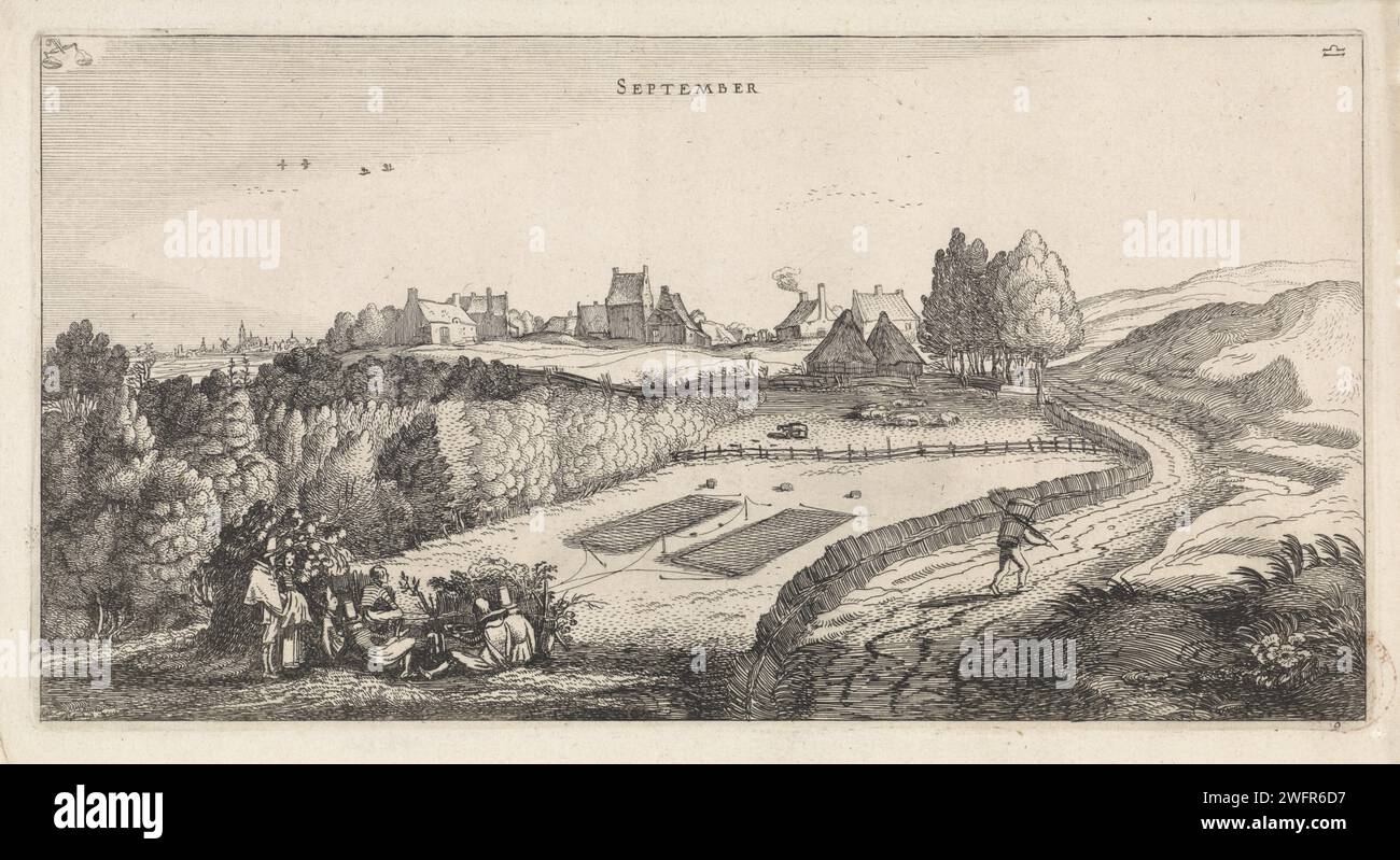 September, Jan van de Velde (II), 1616 print A landscape with bird ...