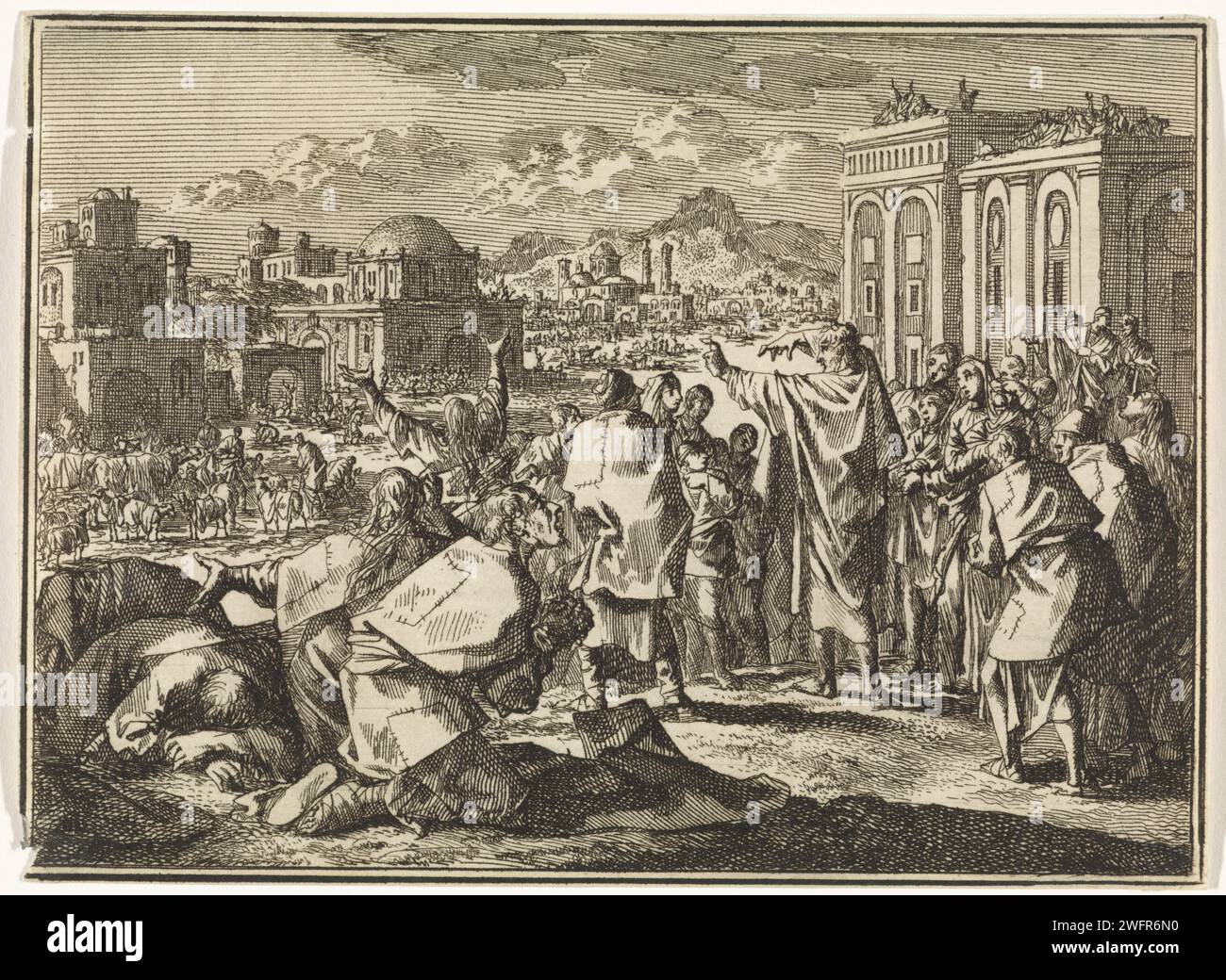 Jona predicts the downfall of Nineve, Jan Luyken, 1712 print Amsterdam ...