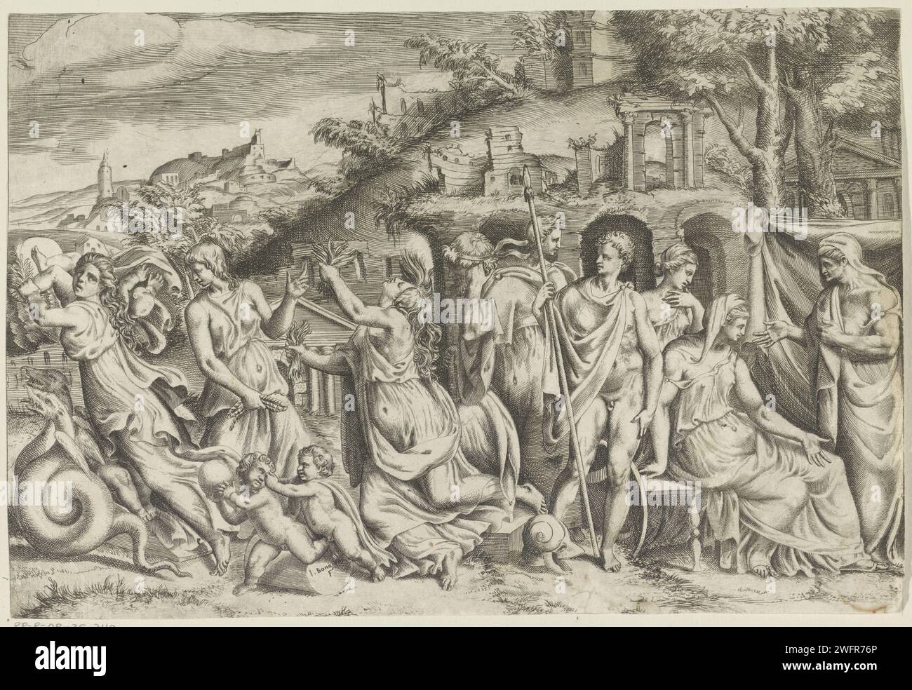 Jason in Medea, Giulio Bonasone, 1501 - 1580 print Four scenes from the ...