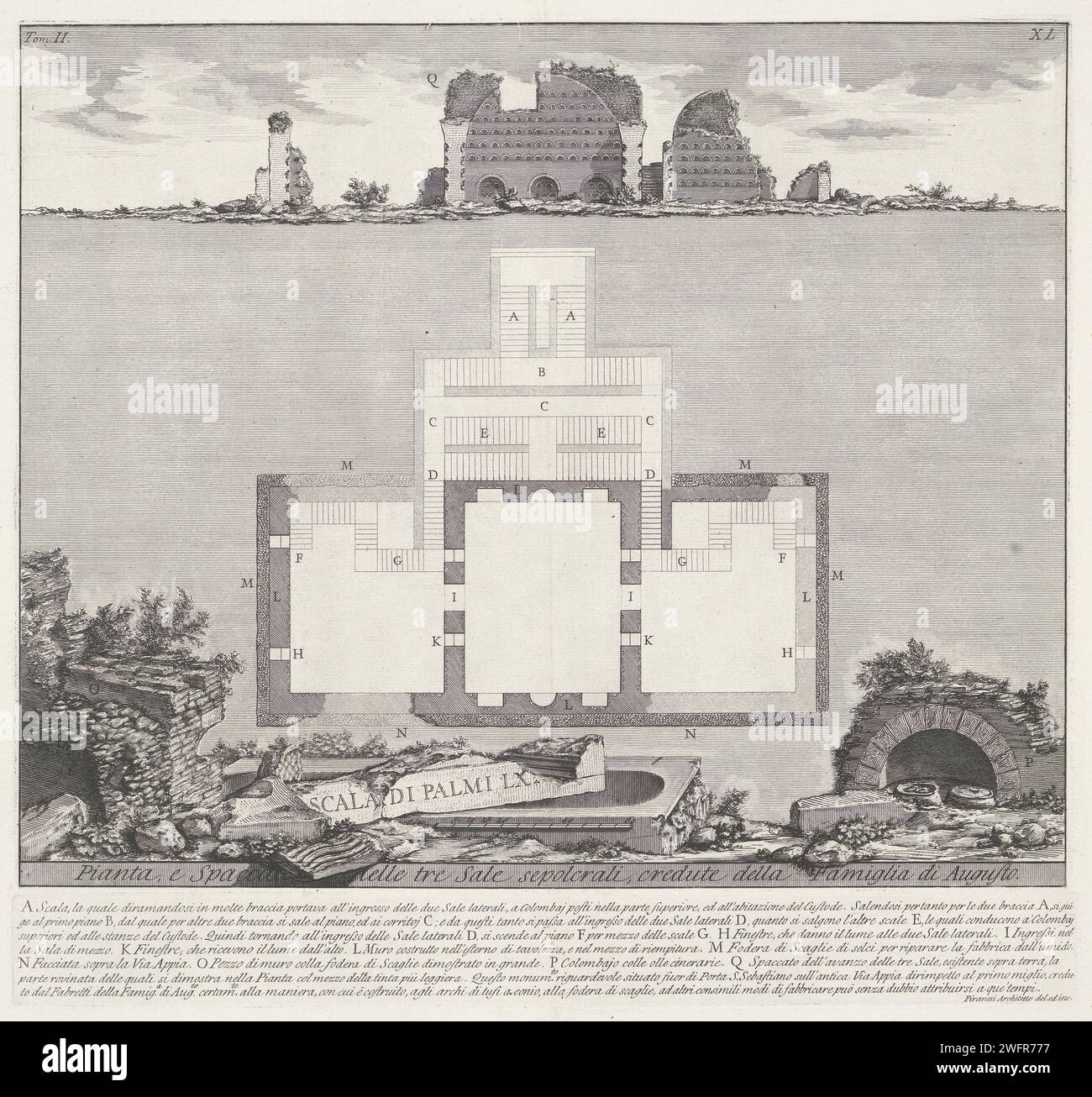 Uprising and map of tomb of the Van Keizer Augustus, Giovanni Battista ...