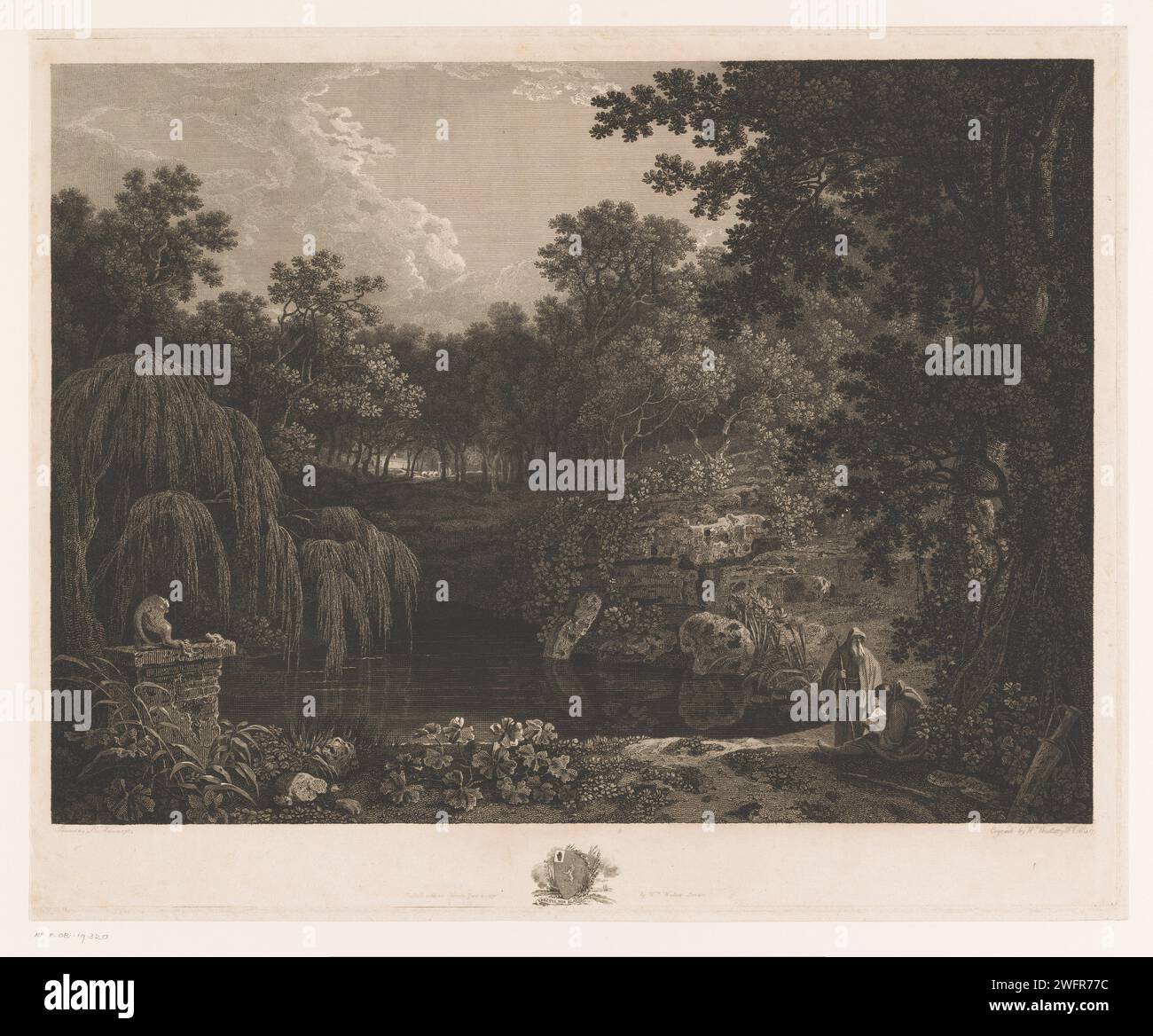 Landscape with two monks near a pool, William Woollett, After Richard ...