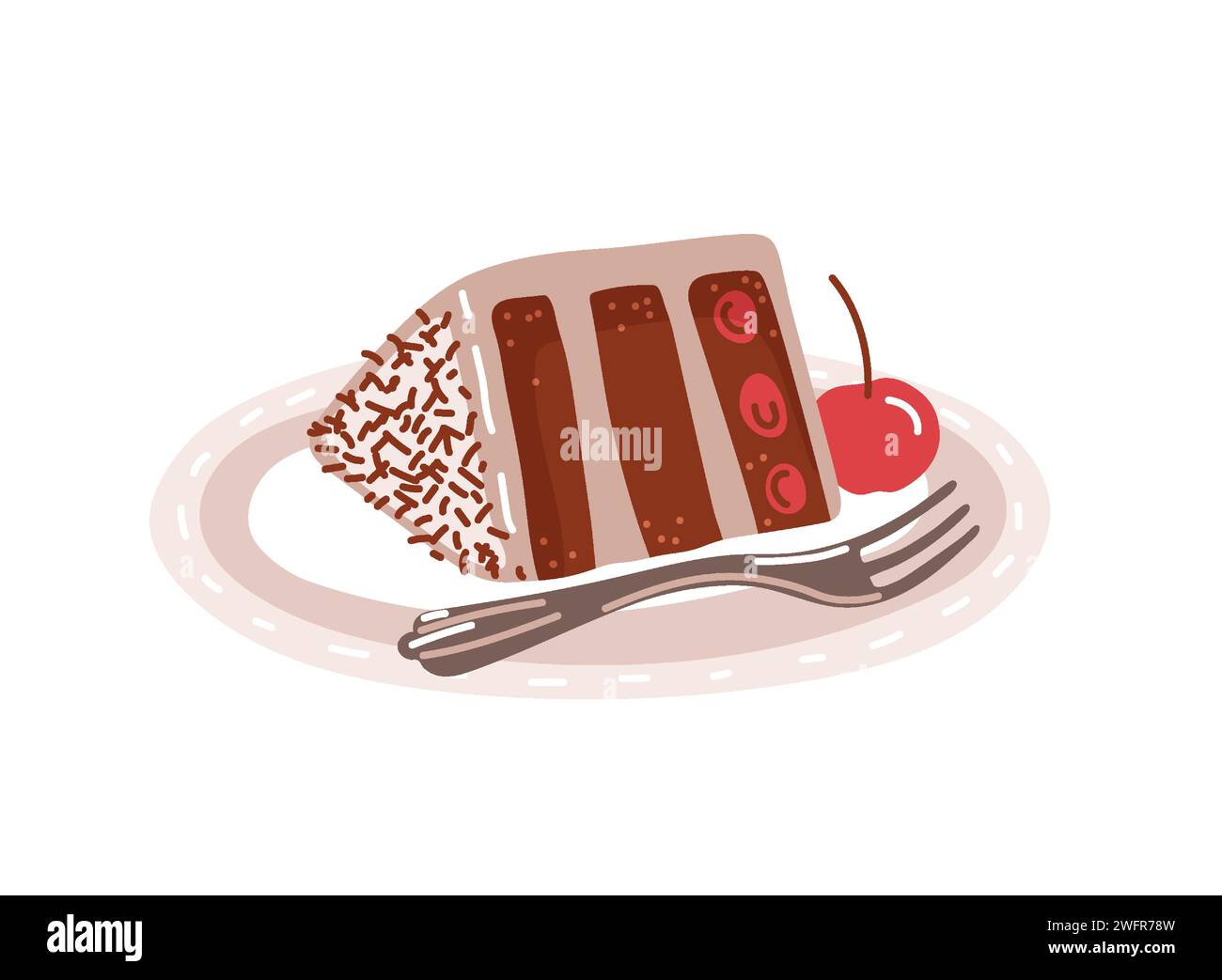 Black forest cake sweet pasty from germany with cherrys.Vector ...