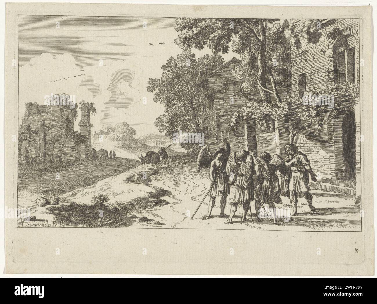 Abraham receives the three angels, Herman van Swanevelt, 1629 - 1641 ...