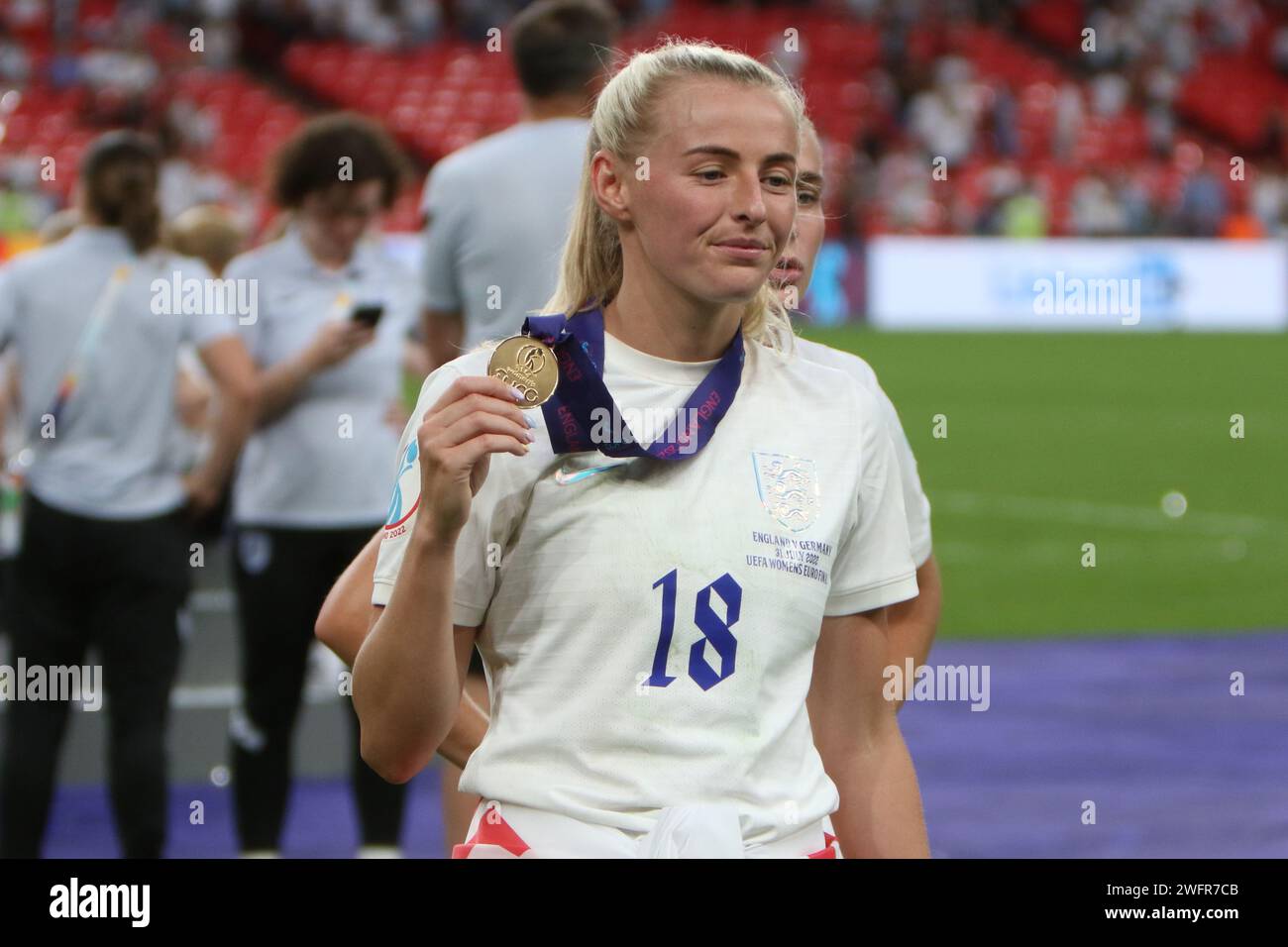 Chloe Kelly shows off winners medal UEFA Women's Euro Final 2022 ...