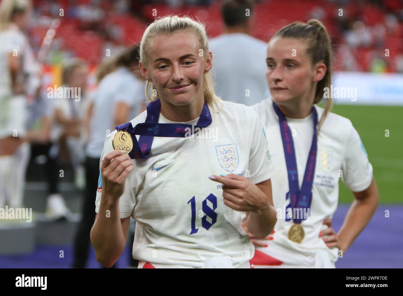 Chloe Kelly shows off winners medal UEFA Women's Euro Final 2022 ...