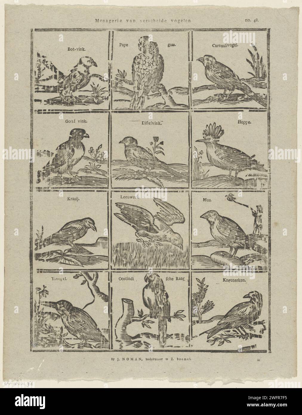 Menagerie van Verseide Vogelen, 1806 - 1830 print Leaf with 12 ...