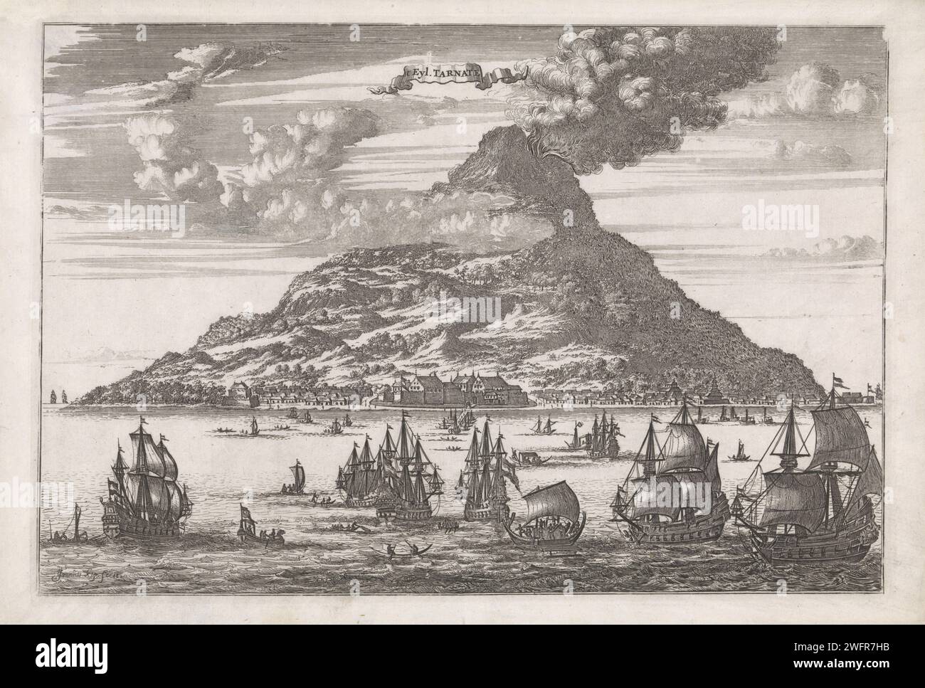 View of the island of Ternate, Johannes Kip, 1682 print View of the ...
