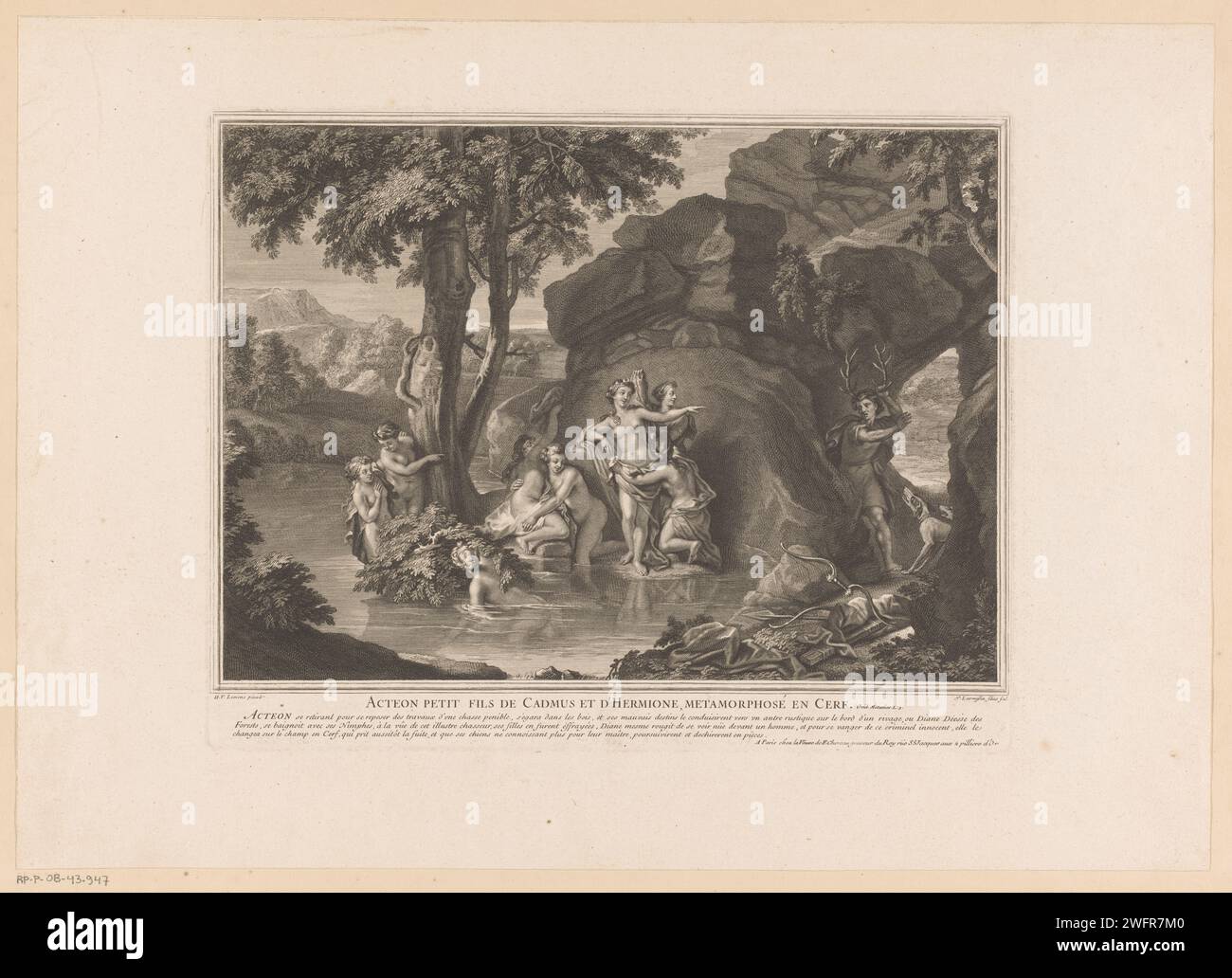 Diana in Actaon, Nicolas de Larmessin (III), After Balthasar Van Lemens ...
