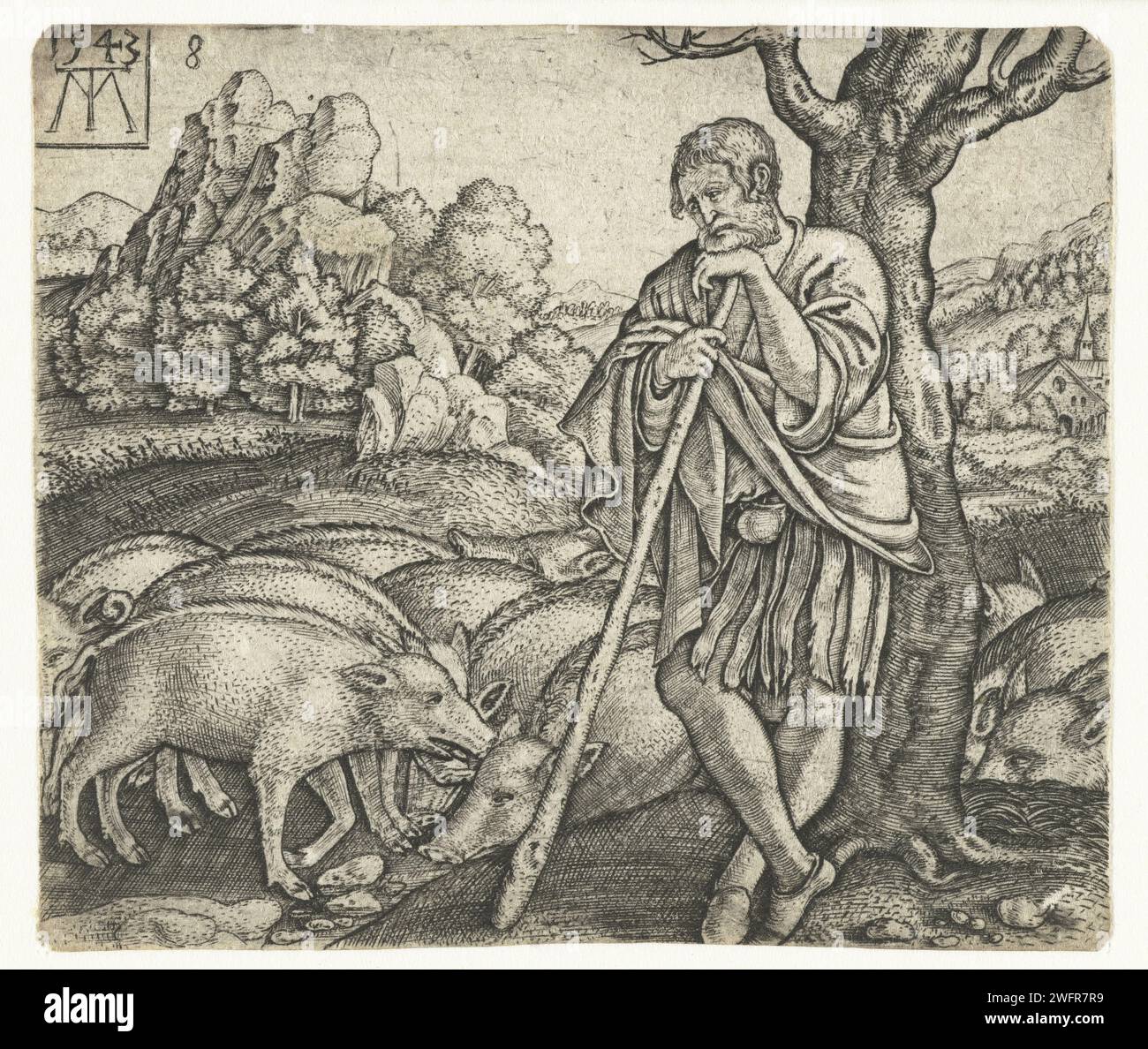 Lost Son as pigs, monogrammist MT, 1543 print The lost son, standing by ...