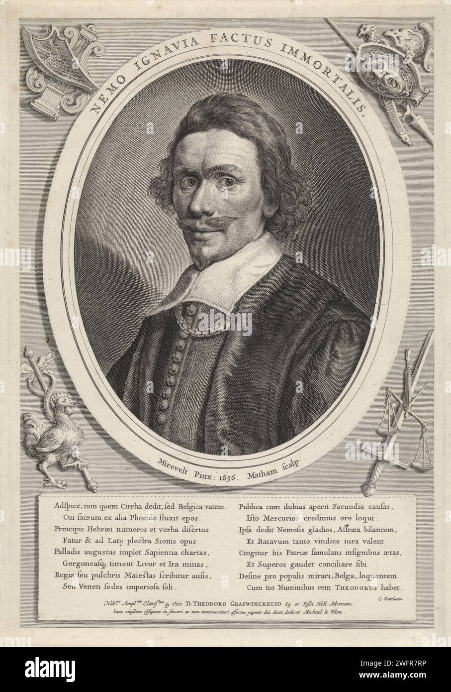 Portrait of Theodorus Johannes Dirk Graswinckel, Theodor Matham, after ...