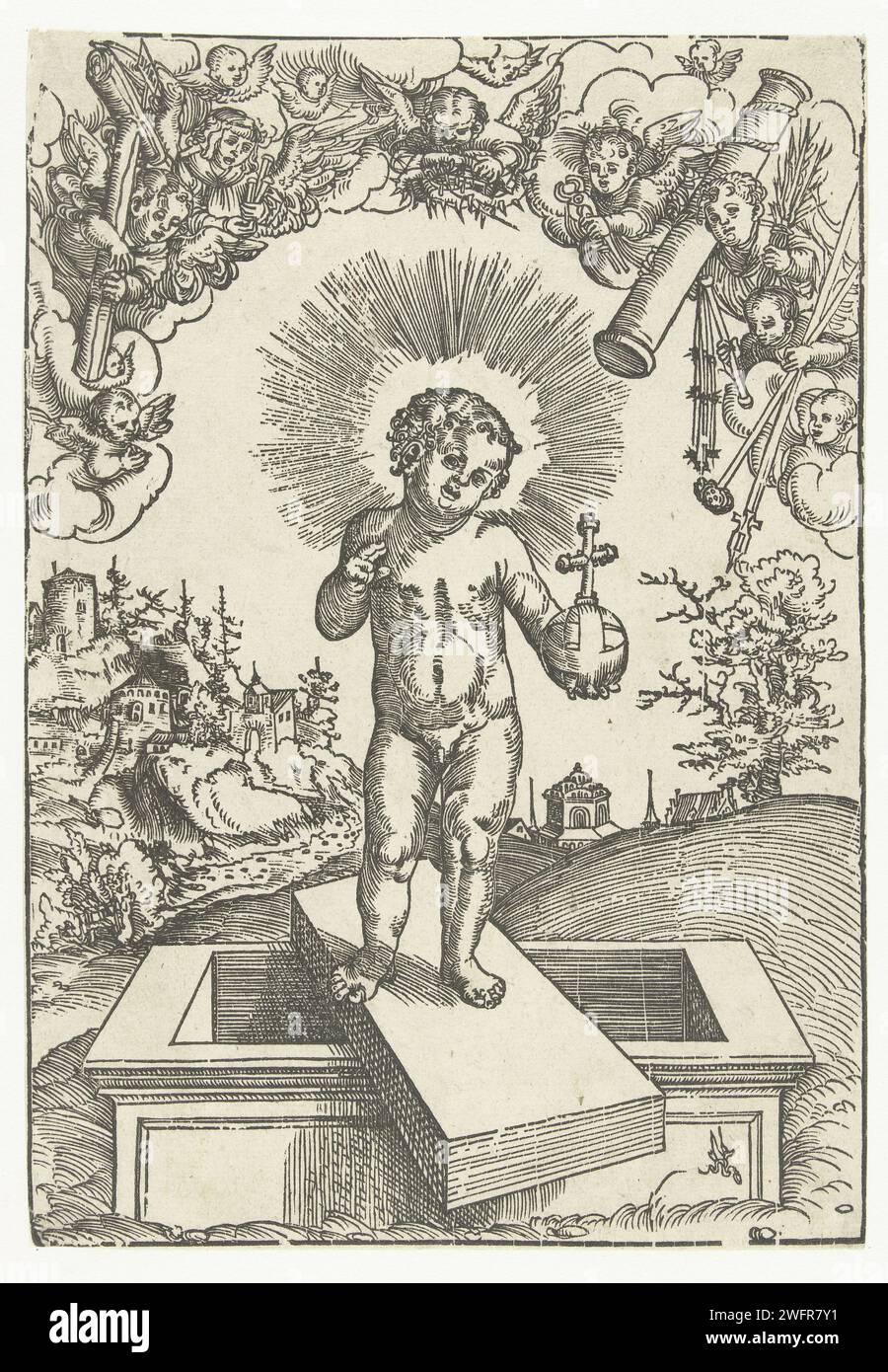Christkind as a savior surrounded by angels with Passion tools, Lucas ...
