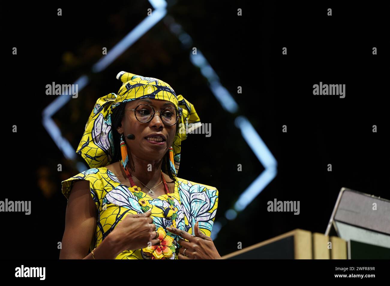 Oslo 20240201.Hindou Oumarou Ibrahim speaks during the Norad conference ...