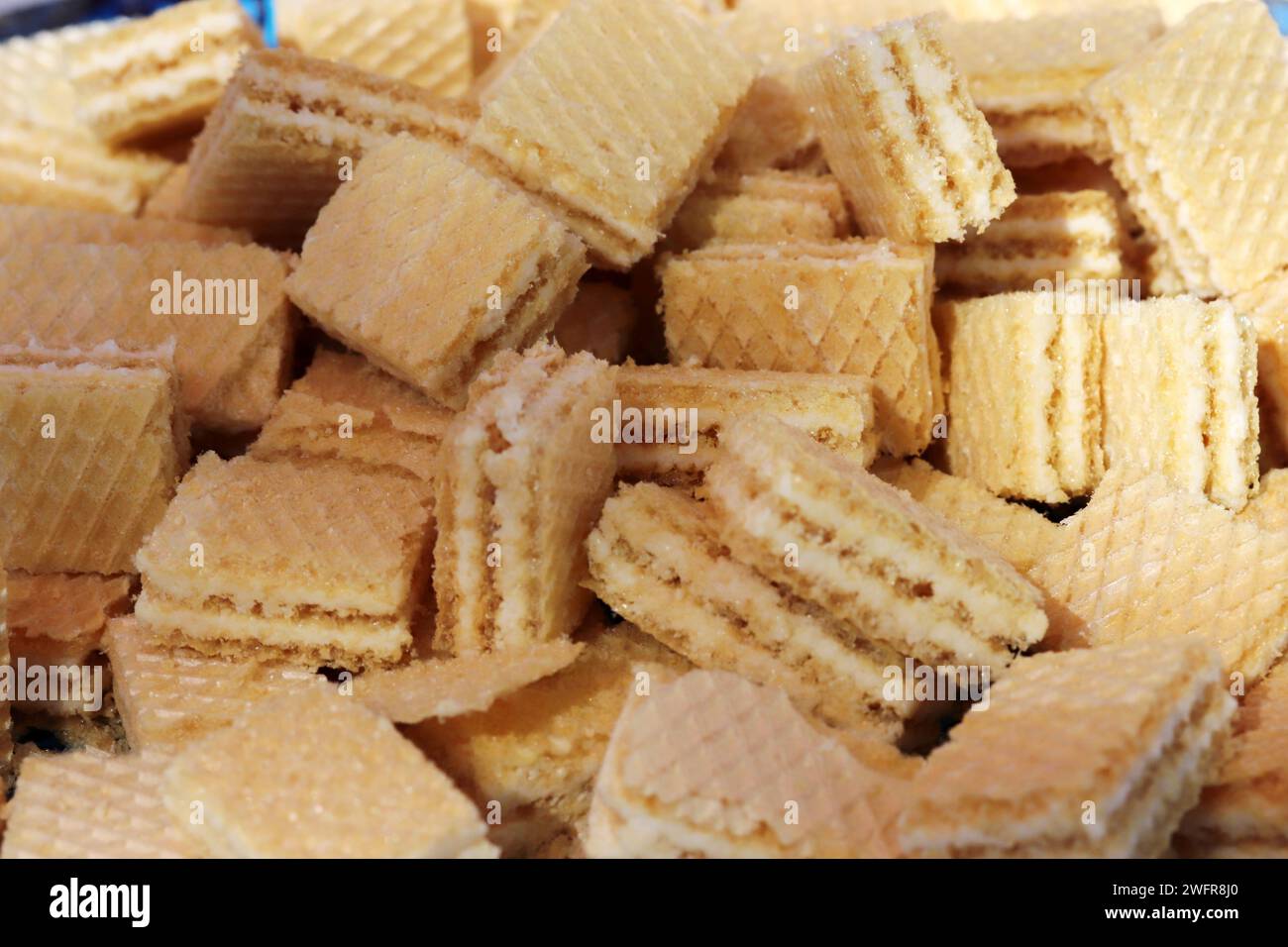 Vanilla wafer. Food background. Snack Stock Photo - Alamy