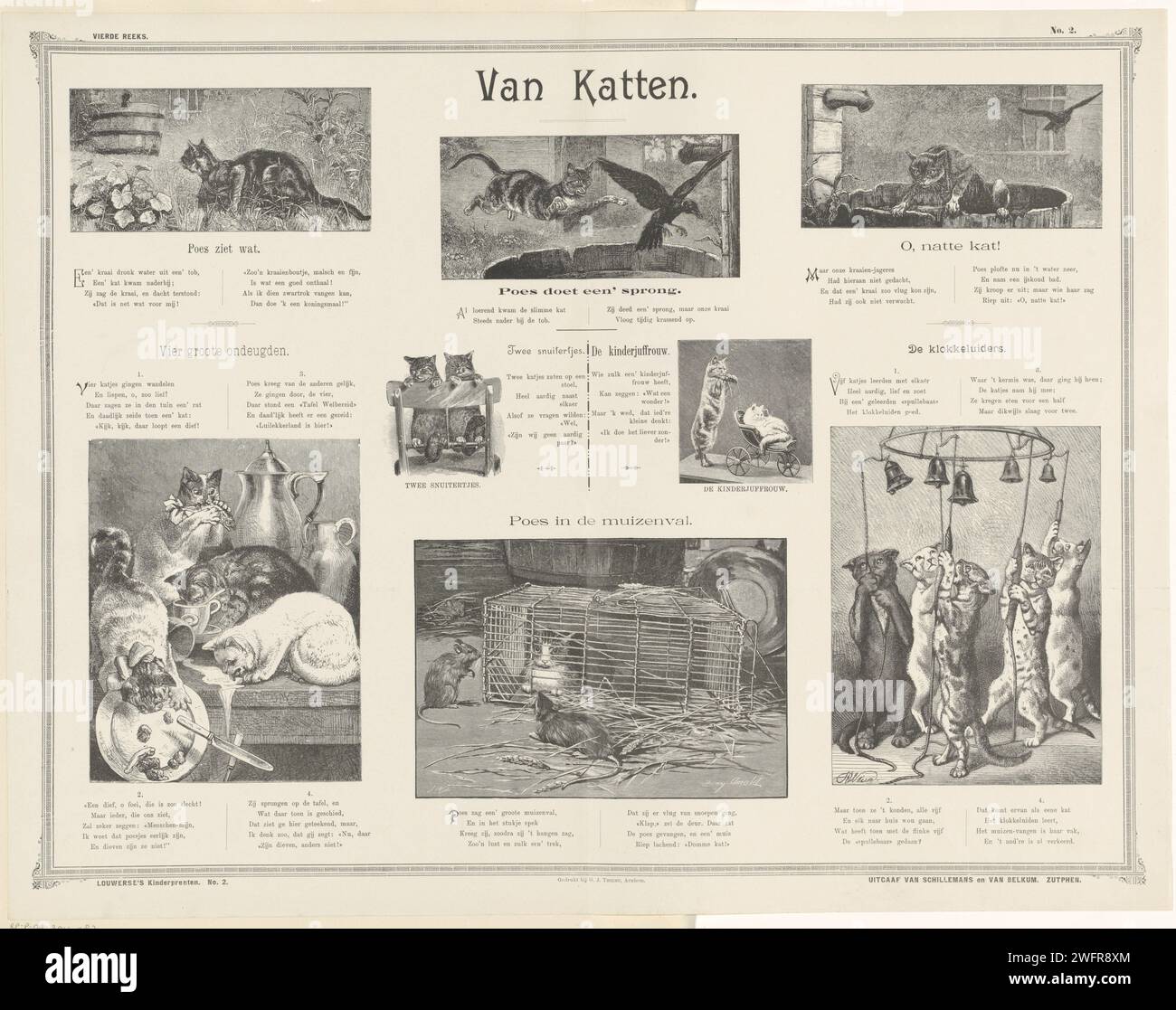 Van Katten, 1905 - 1924 print Leaf with 8 performances of cats and cats ...