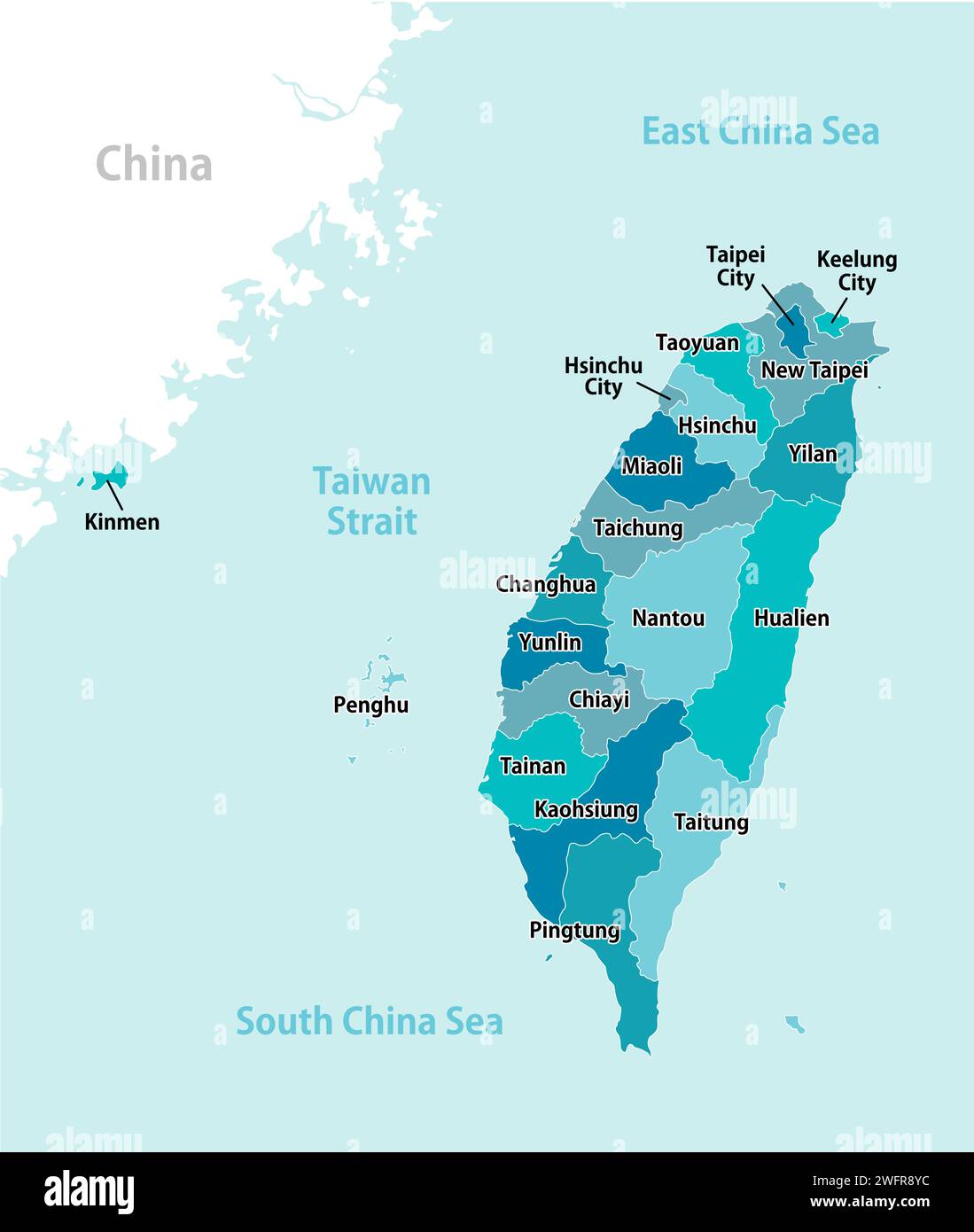 Taiwan and Taiwan Strait map illustration Stock Vector Image & Art - Alamy