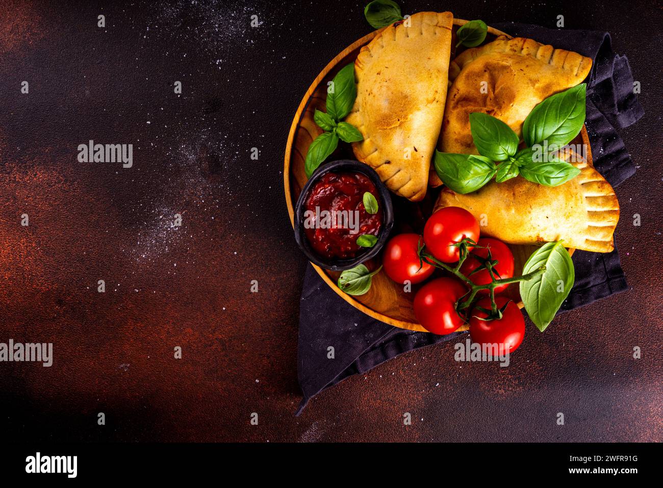 Homemade patty pies, baked pastries with meat or vegetables. Italian ...