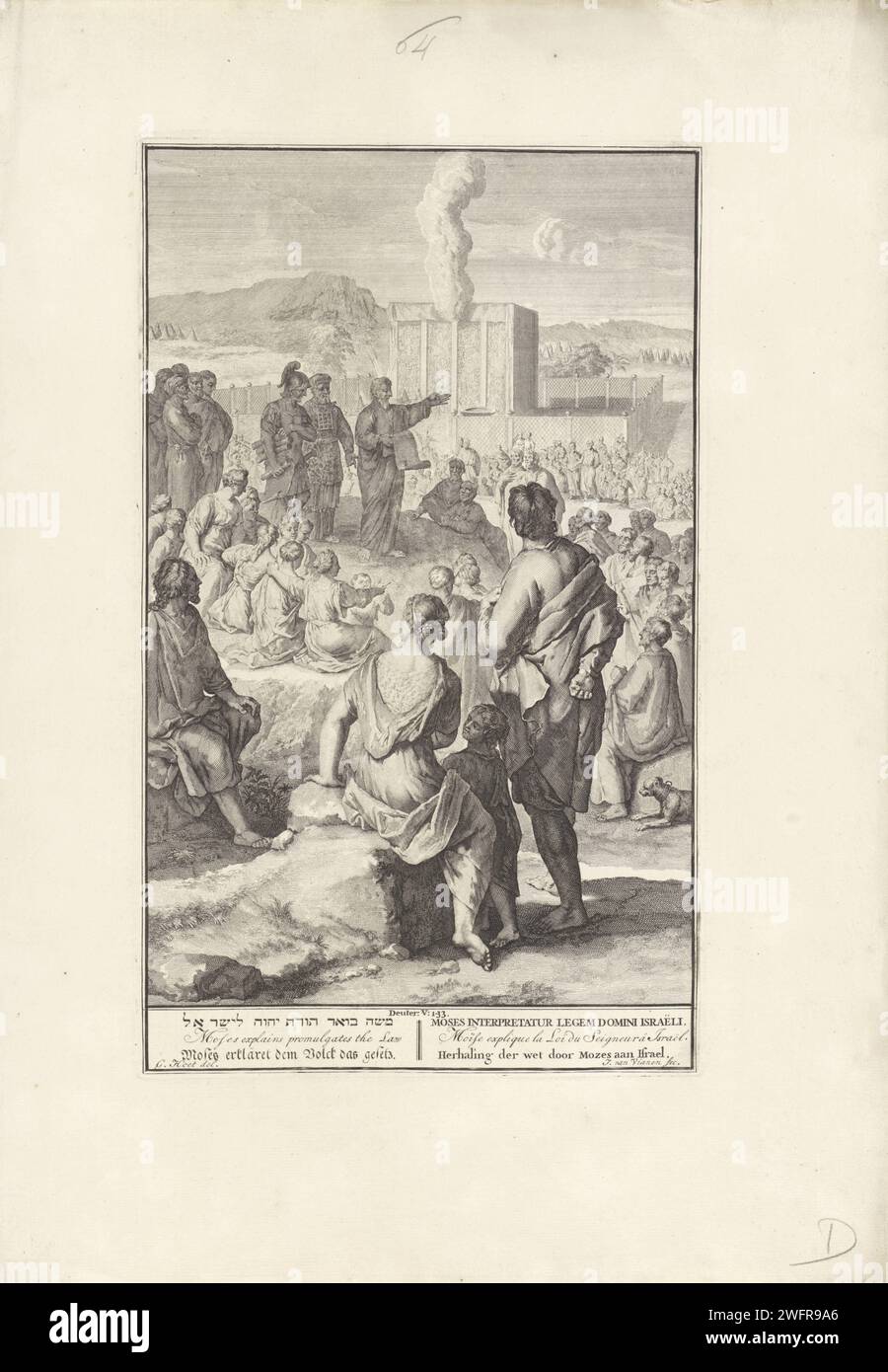 Mozes teaches Israelites in laws, Jan van Vianen, after Gerard Hoet (I ...