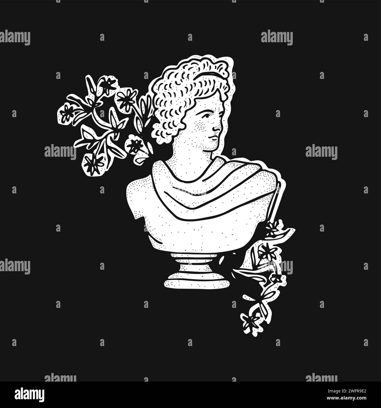 Ancient Greek linocut of a female Roman sculpture Stock Vector Image ...
