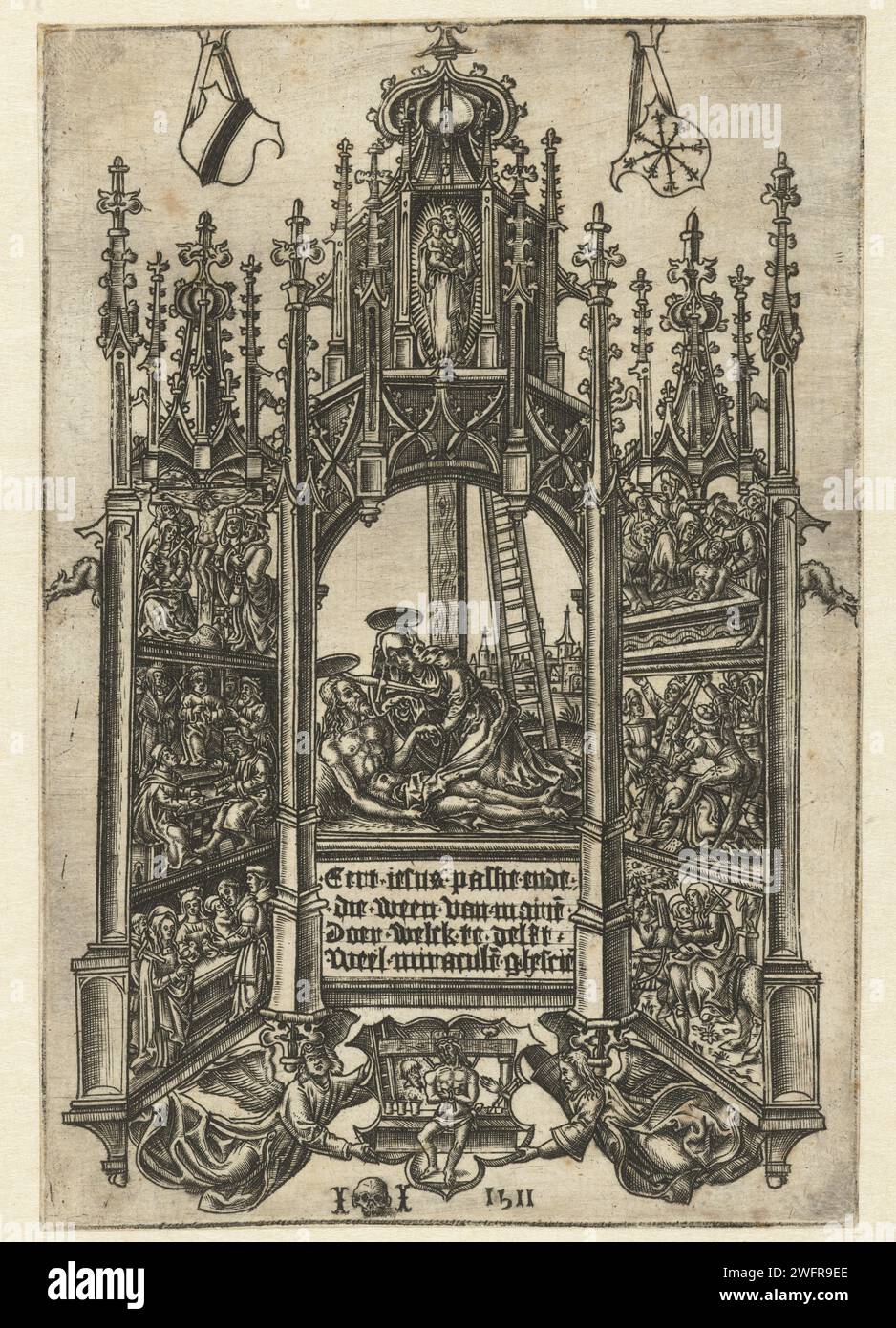 The Beweling of Christ in a shrine with the other six sorrows of Mary ...