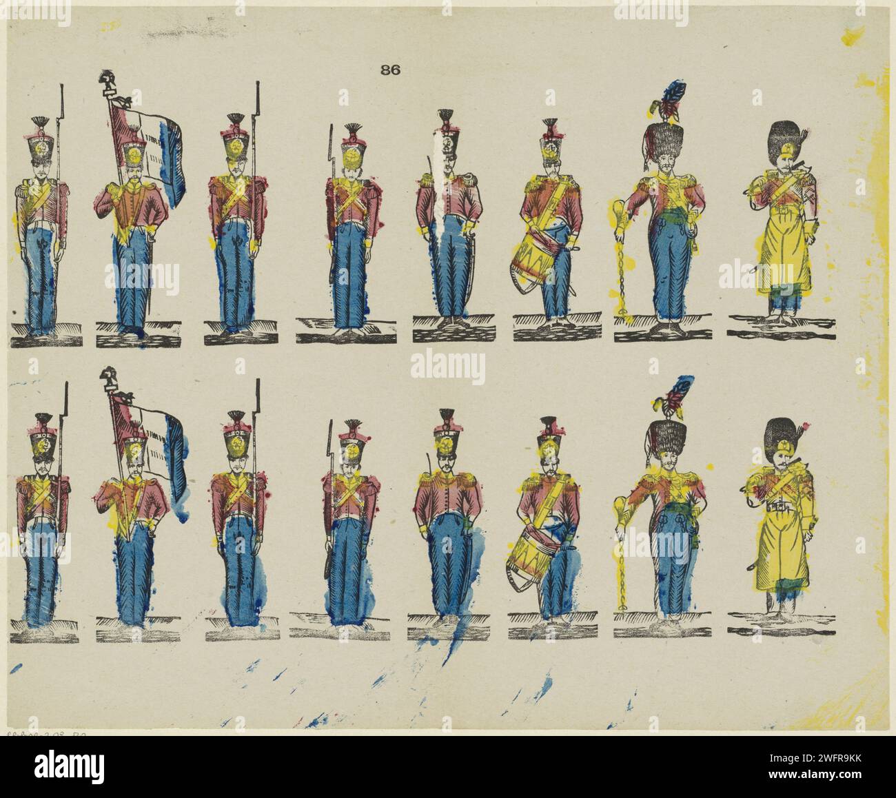 Soldiers, 1827 - 1894 print Leaf with 16 performances of various ...