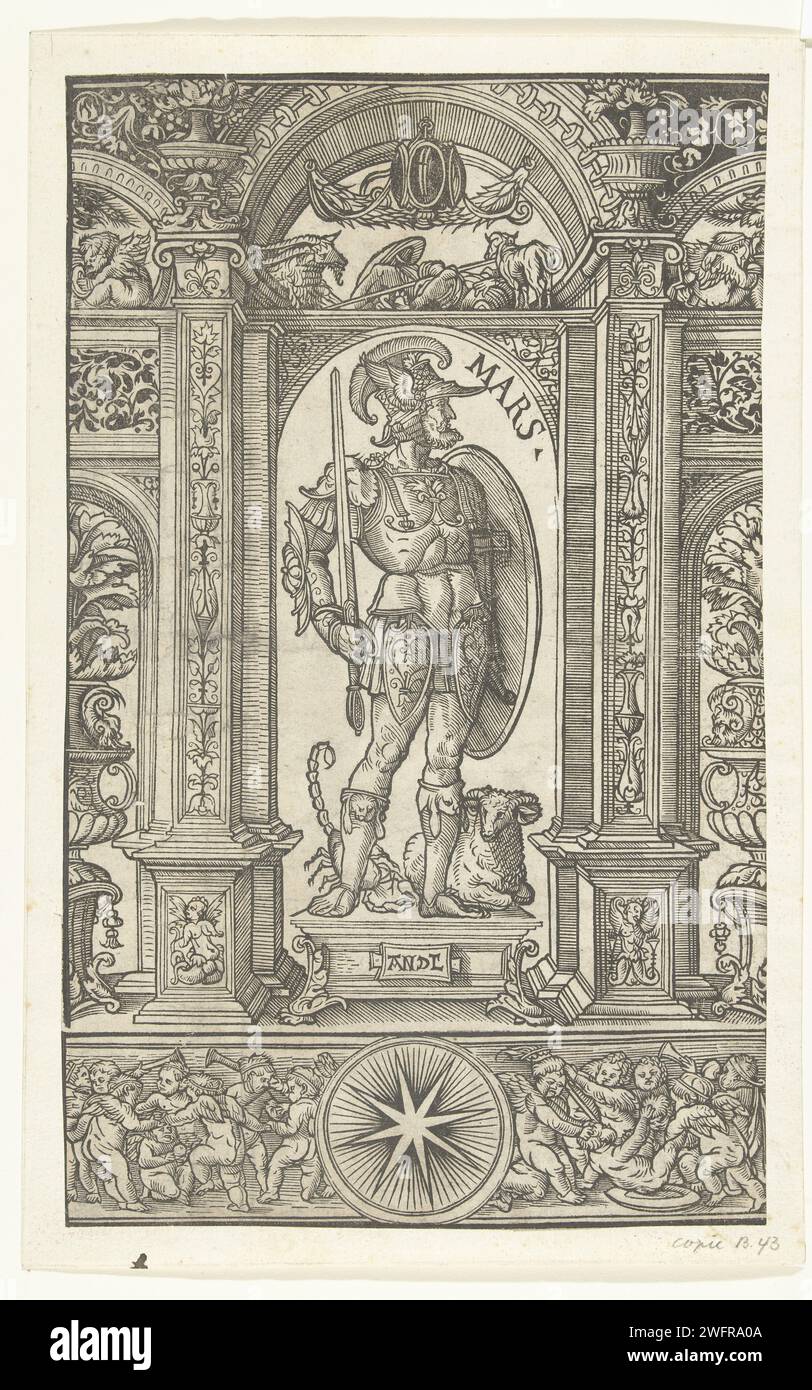 Mars with constellations Scorpio and RAM in architectural frame ...