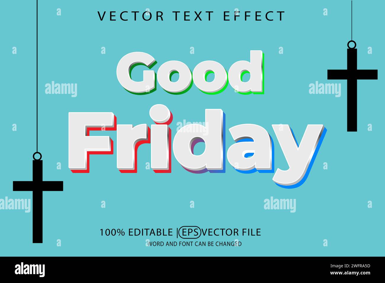 Good Friday, editable vector eps template with 3D text effect Stock ...