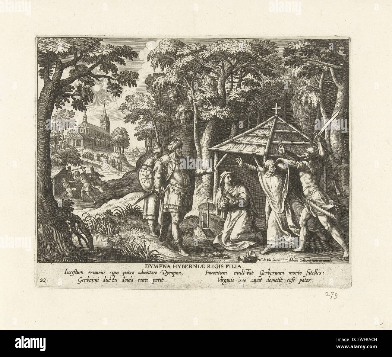 Saint Dimpna van Geel, Adriaen Collaert, After Maerten de Vos, 1570 ...