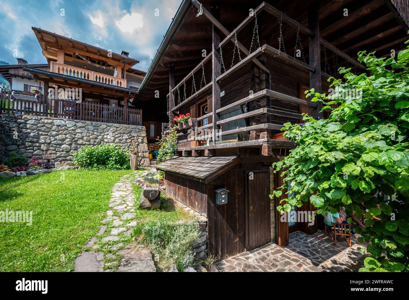 Sauris, pearl of Carnia. Ancient village with wooden and stone houses ...