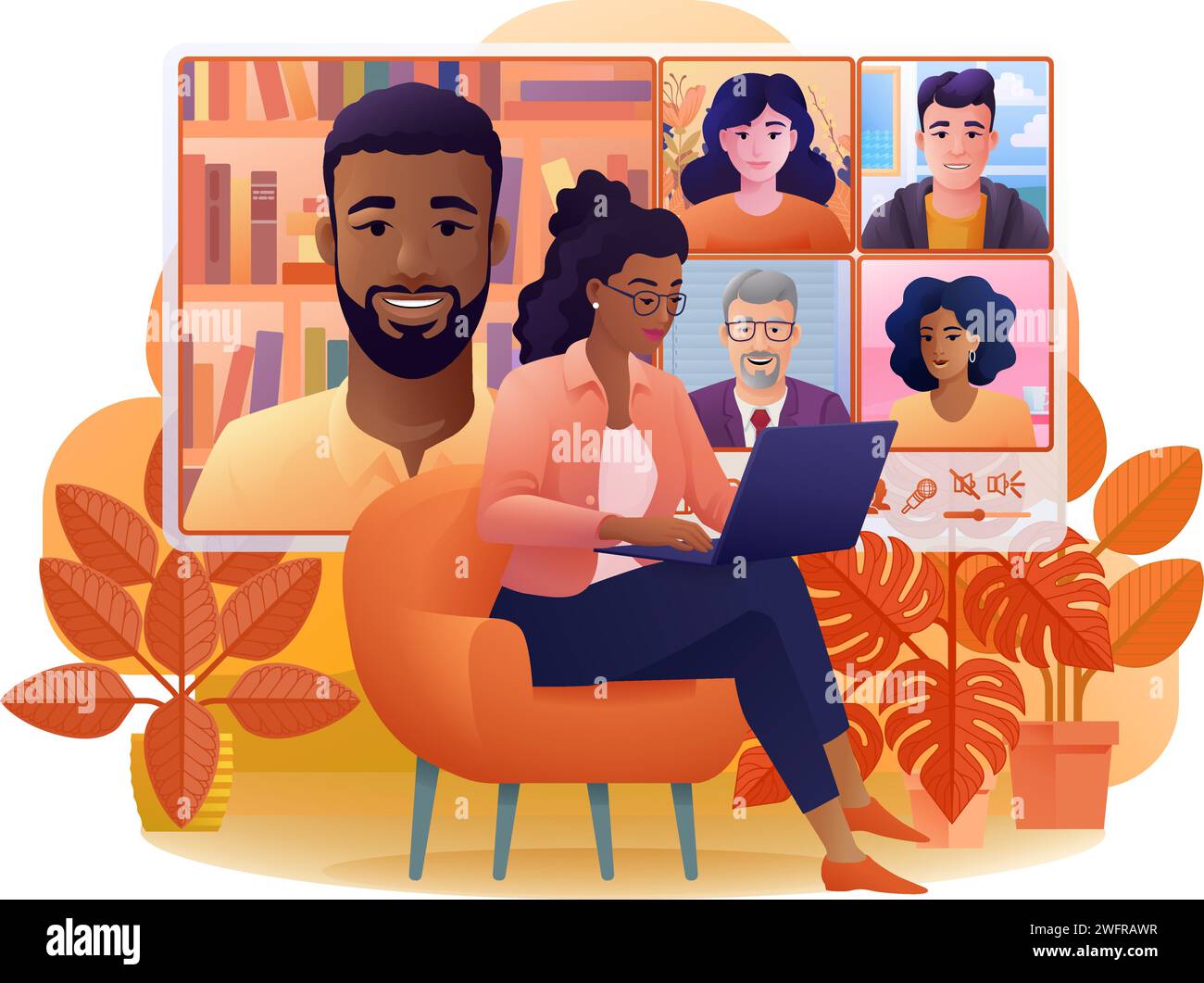 Diverse team meeting video call Cut Out Stock Images & Pictures - Alamy
