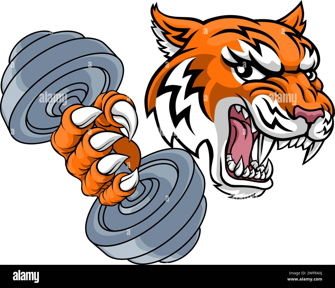 Tiger Weight Lifting Dumbbell Gym Animal Mascot Stock Vector Image ...