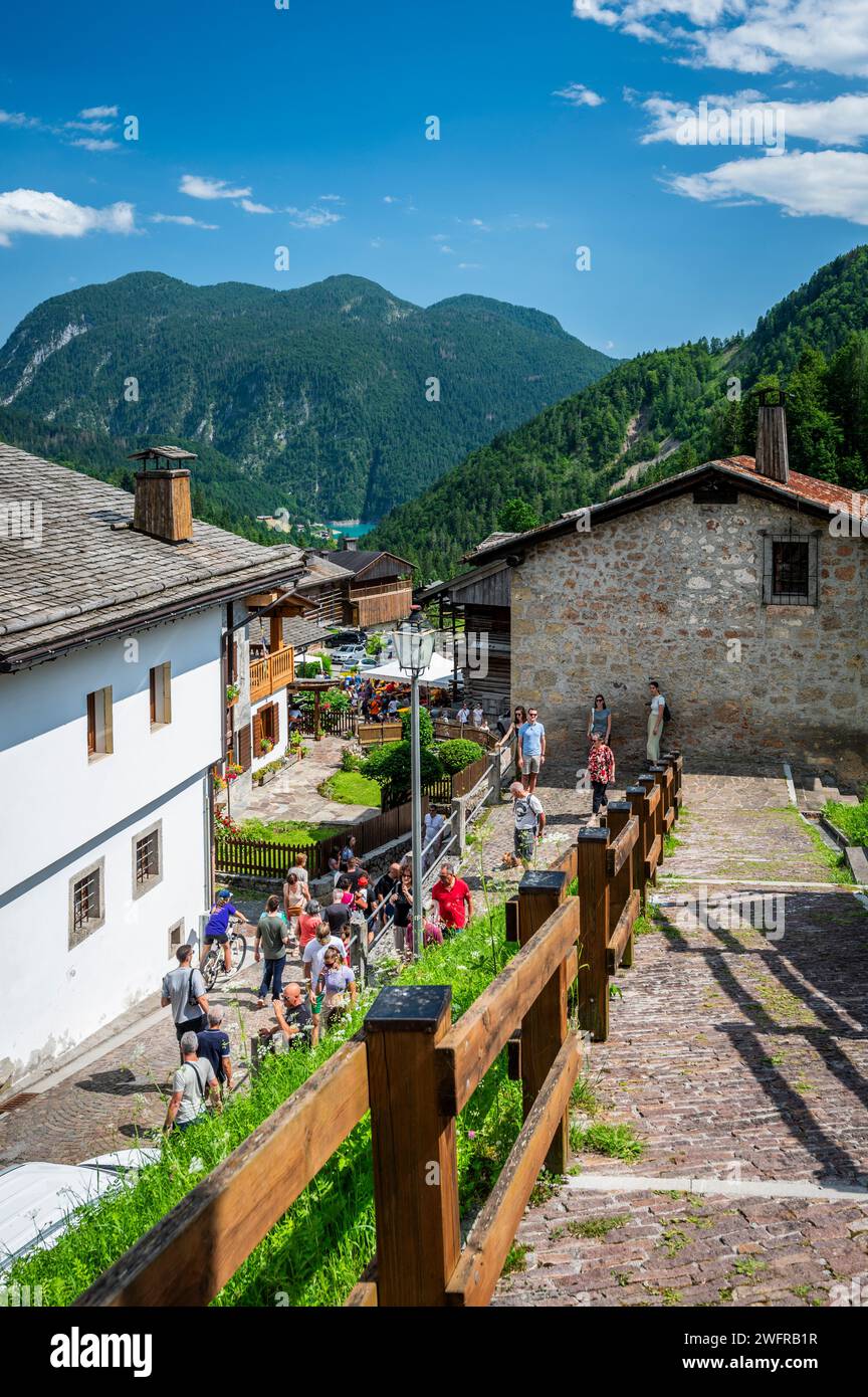 Sauris, pearl of Carnia. Ancient village with wooden and stone houses ...