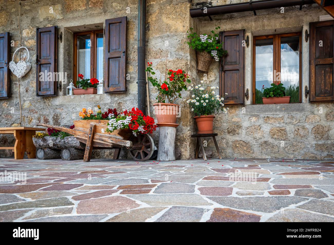 Sauris, pearl of Carnia. Ancient village with wooden and stone houses ...