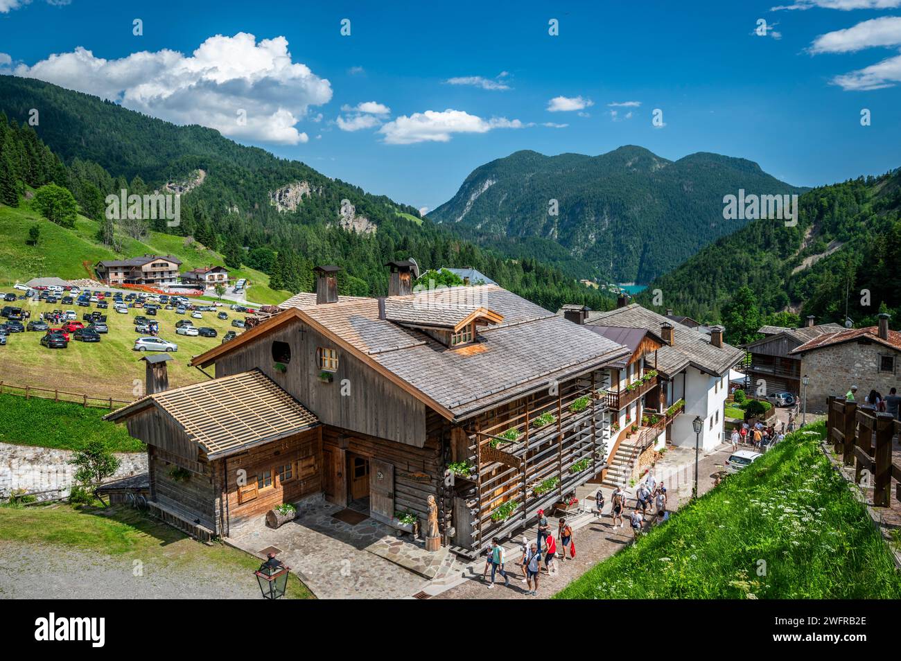 Sauris, pearl of Carnia. Ancient village with wooden and stone houses ...